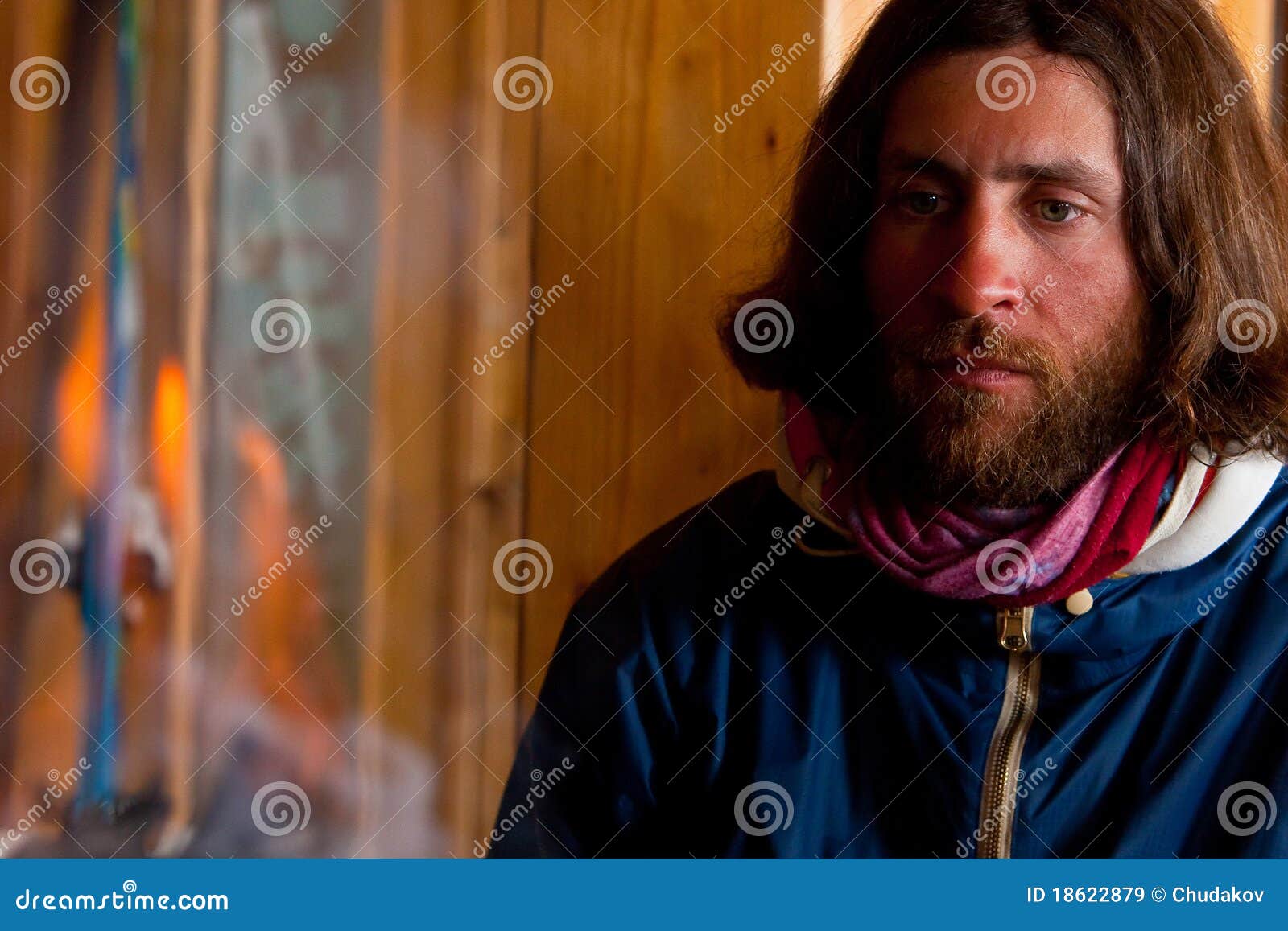 A man near a fire stock image. Image of hair, cloth, color - 18622879