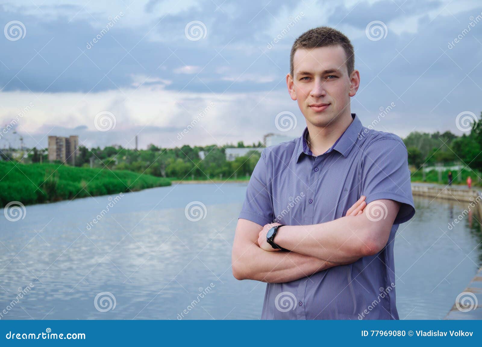 Man near the river stock photo. Image of male, landscape - 77969080