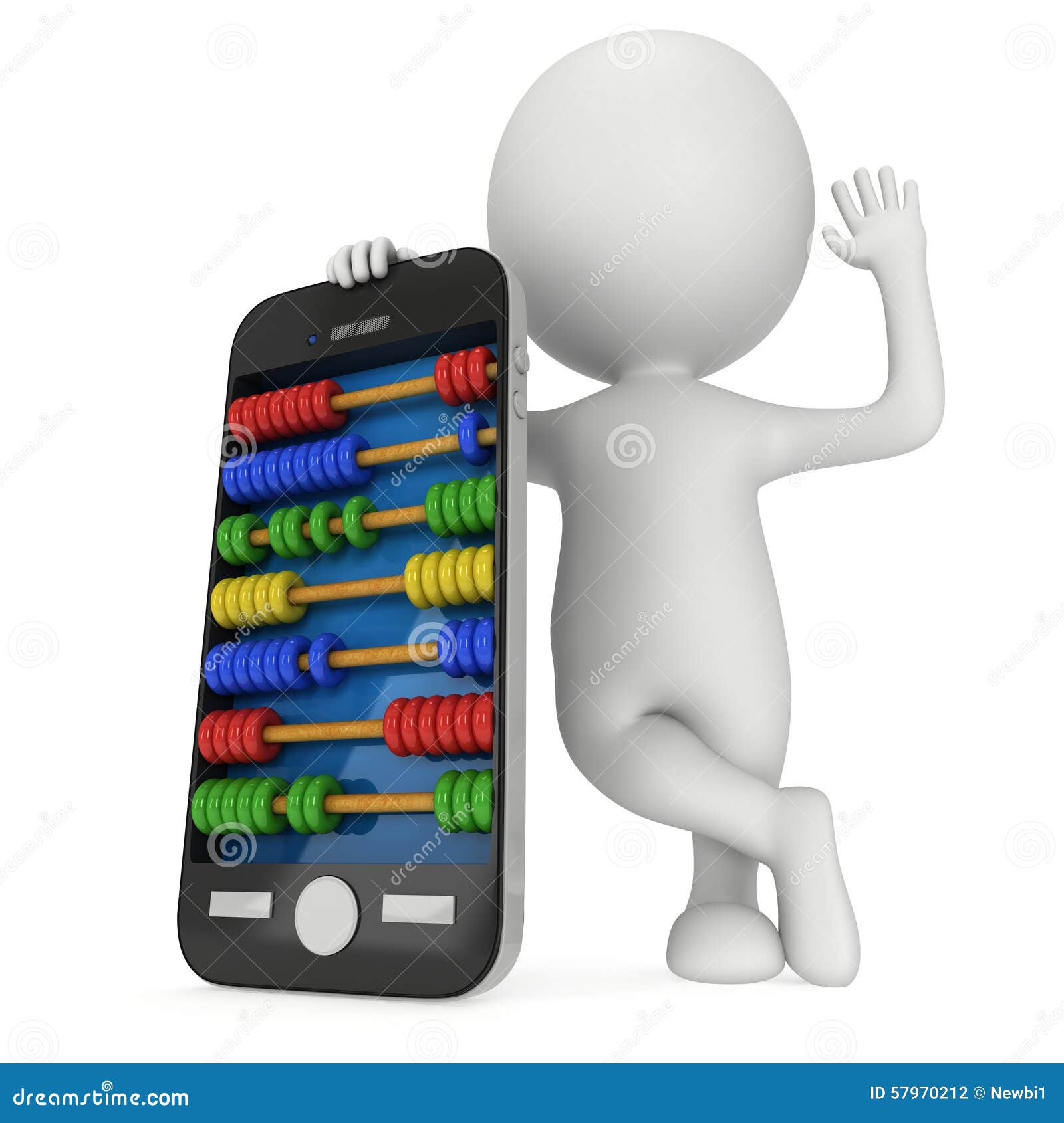 Man Near Smartphone with Abacus Stock Illustration - Illustration of ...