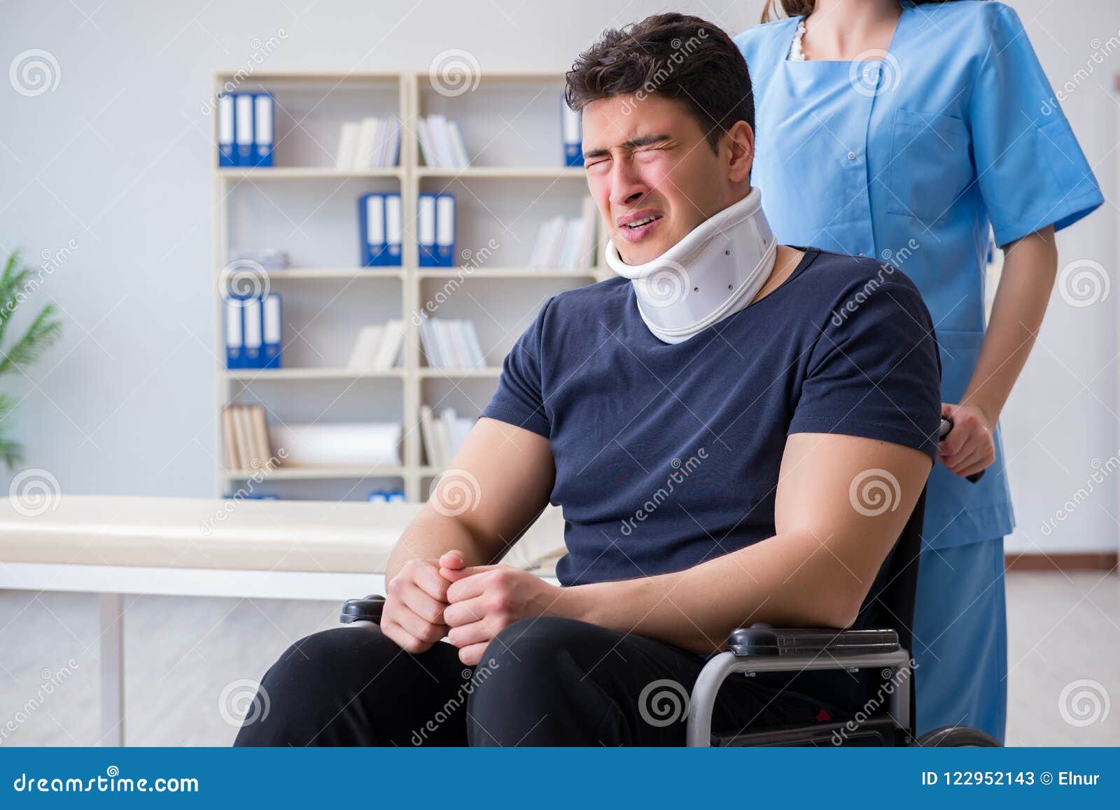 The Man with Neck Injury Visiting Doctor for Check-up Stock Image ...