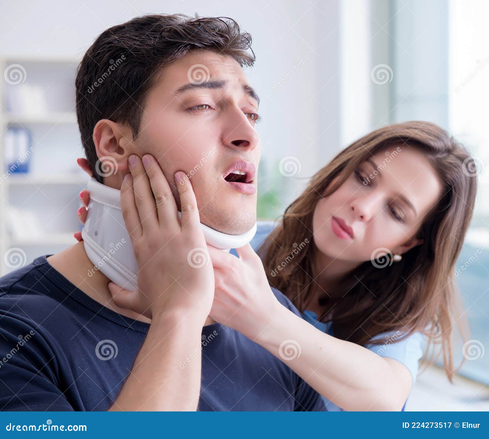 Man with Neck Injury Visiting Doctor for Check-up Stock Image - Image ...