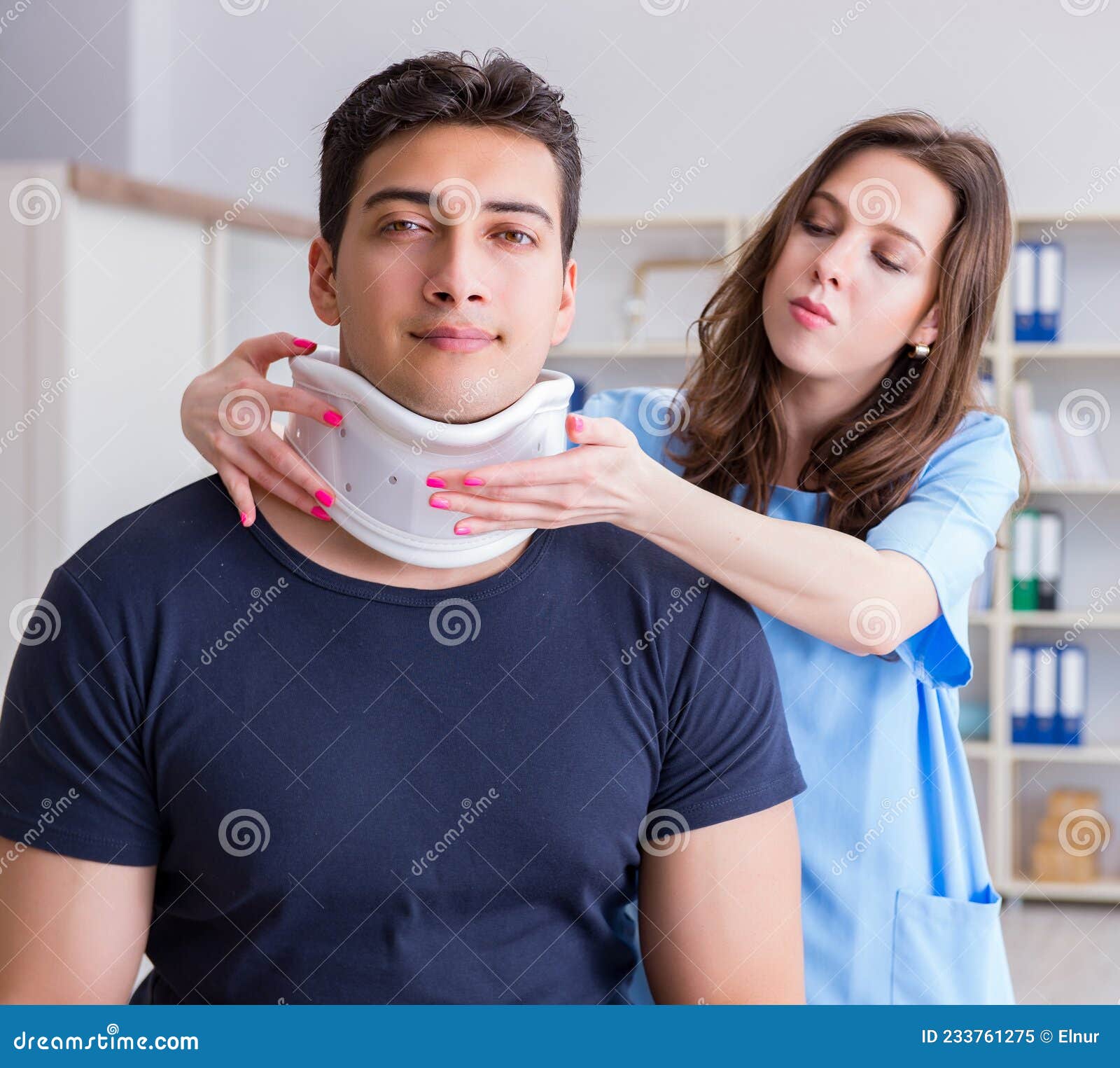 Man with Neck Injury Visiting Doctor for Check-up Stock Image - Image ...