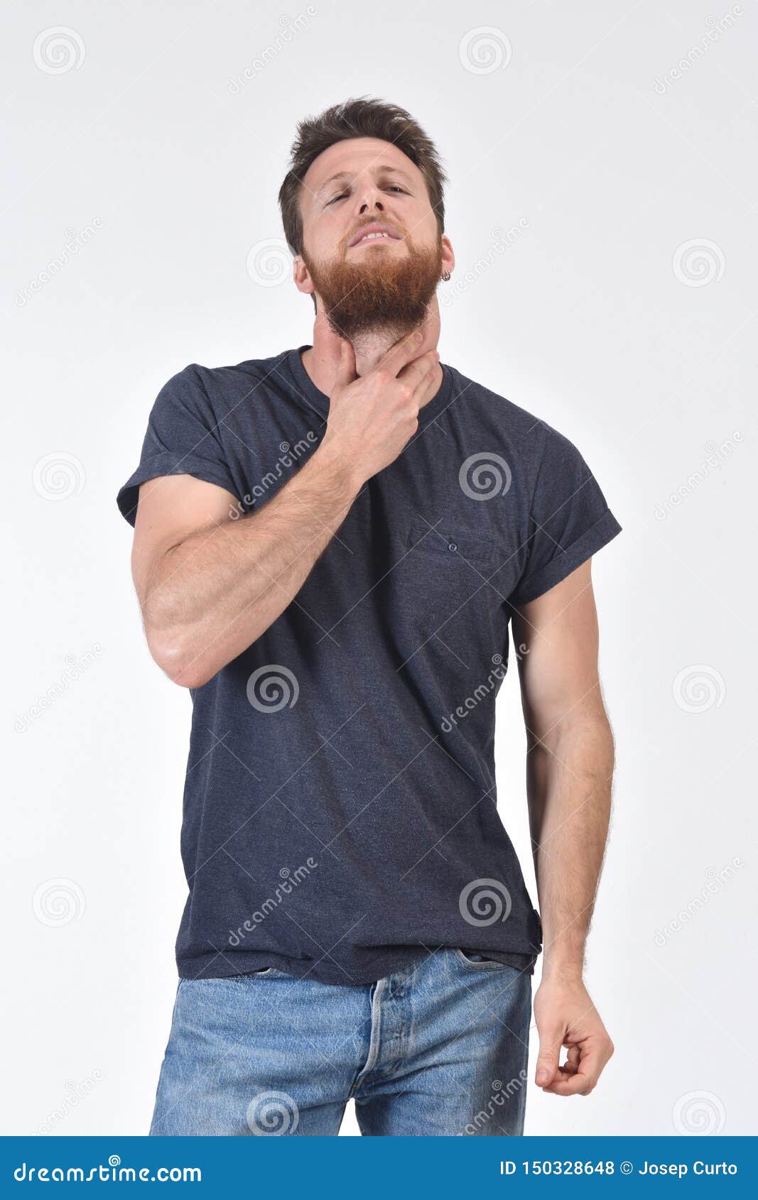 Man with Neck on White Background Stock Photo - Image of problem, neck ...