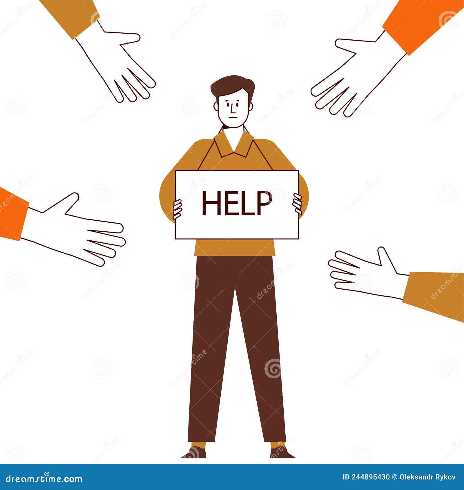 Man in need of help. stock vector. Illustration of donation - 244895430