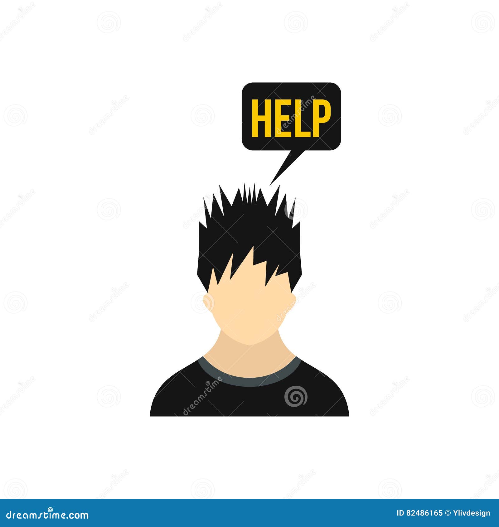 Man Needs Help Icon in Flat Style Stock Vector - Illustration of care ...