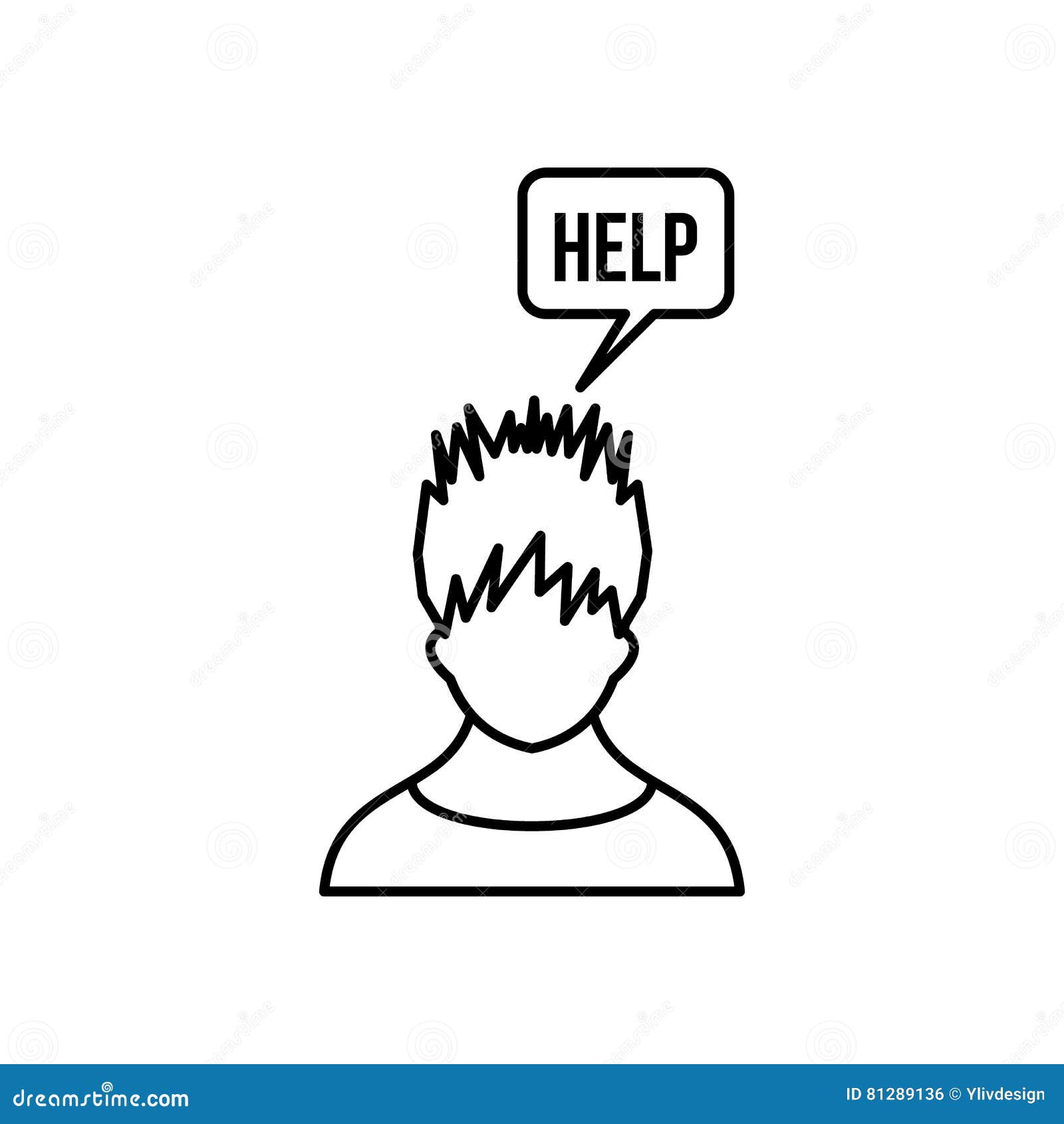 Man Needs Help Icon, Outline Style Stock Vector - Illustration of ...