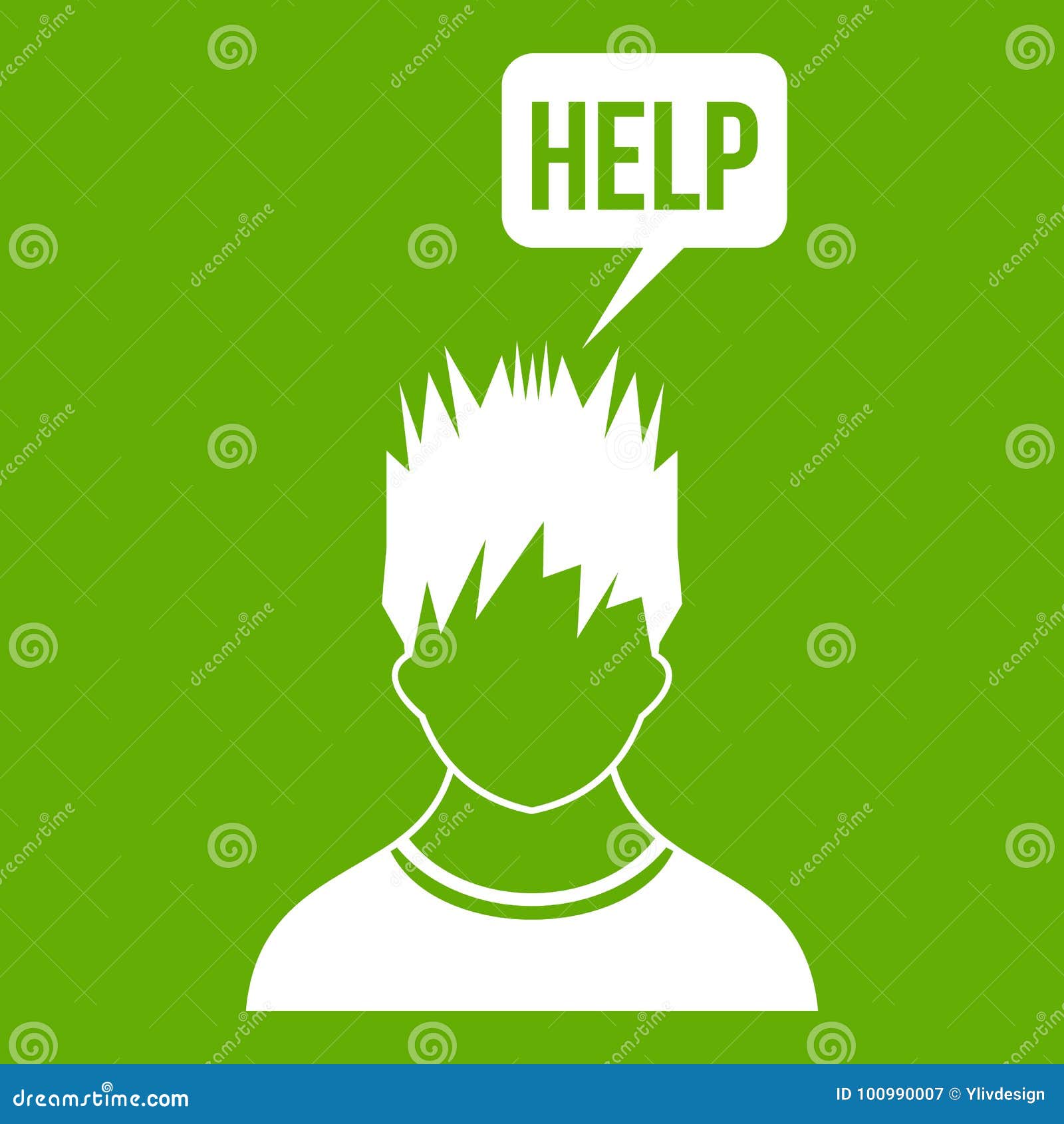 Man needs help icon green stock vector. Illustration of improvement ...