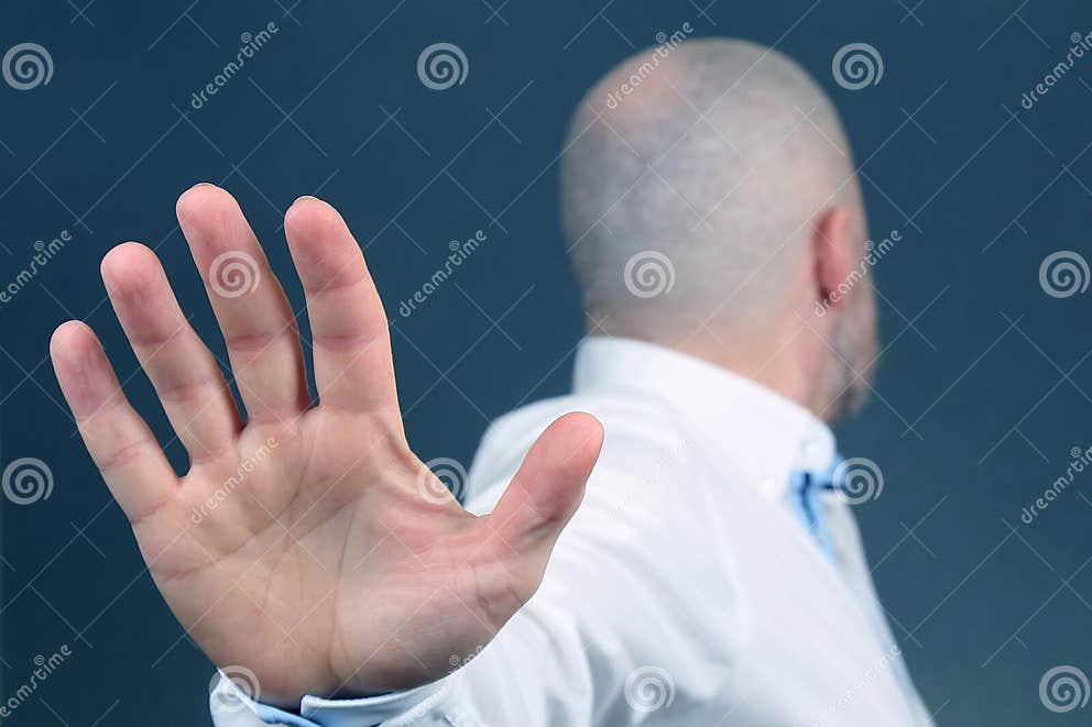 Man Negative Hand Gesture and Turned Away Stock Photo - Image of ...