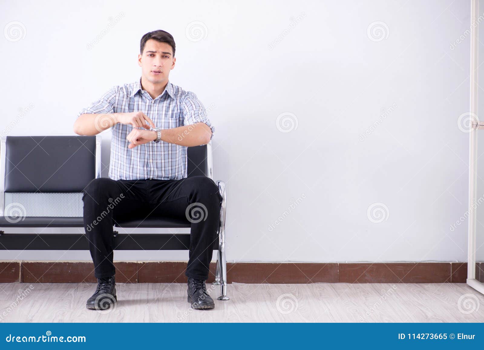 The Man Nervously Impatiently Waiting in the Lobby Stock Image - Image ...