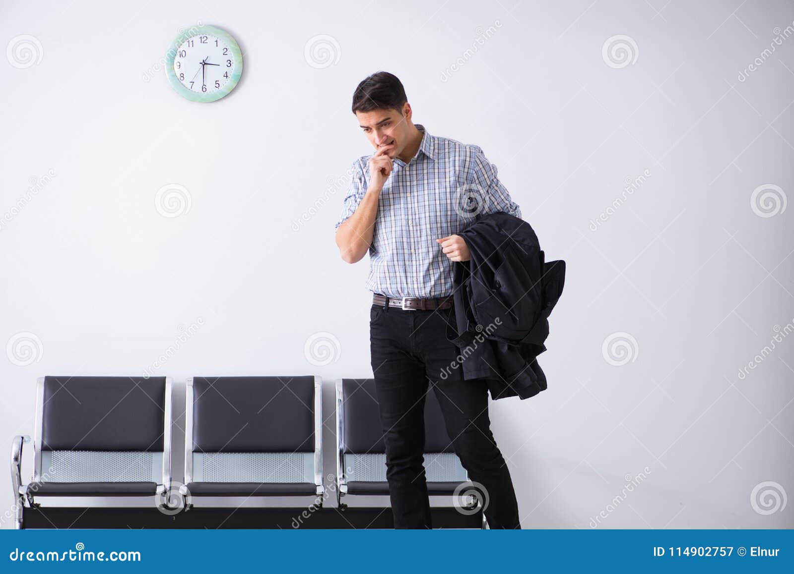 The Man Nervously Impatiently Waiting in the Lobby Stock Image - Image ...