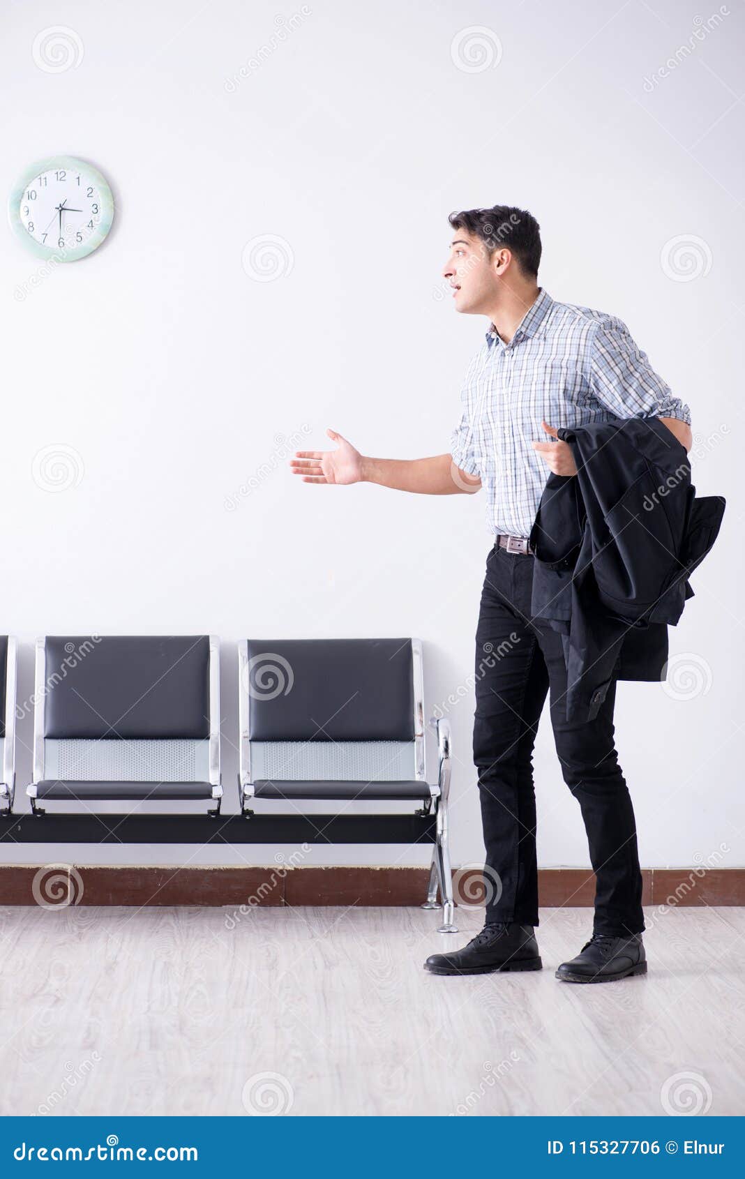 The Man Nervously Impatiently Waiting in the Lobby Stock Photo - Image ...