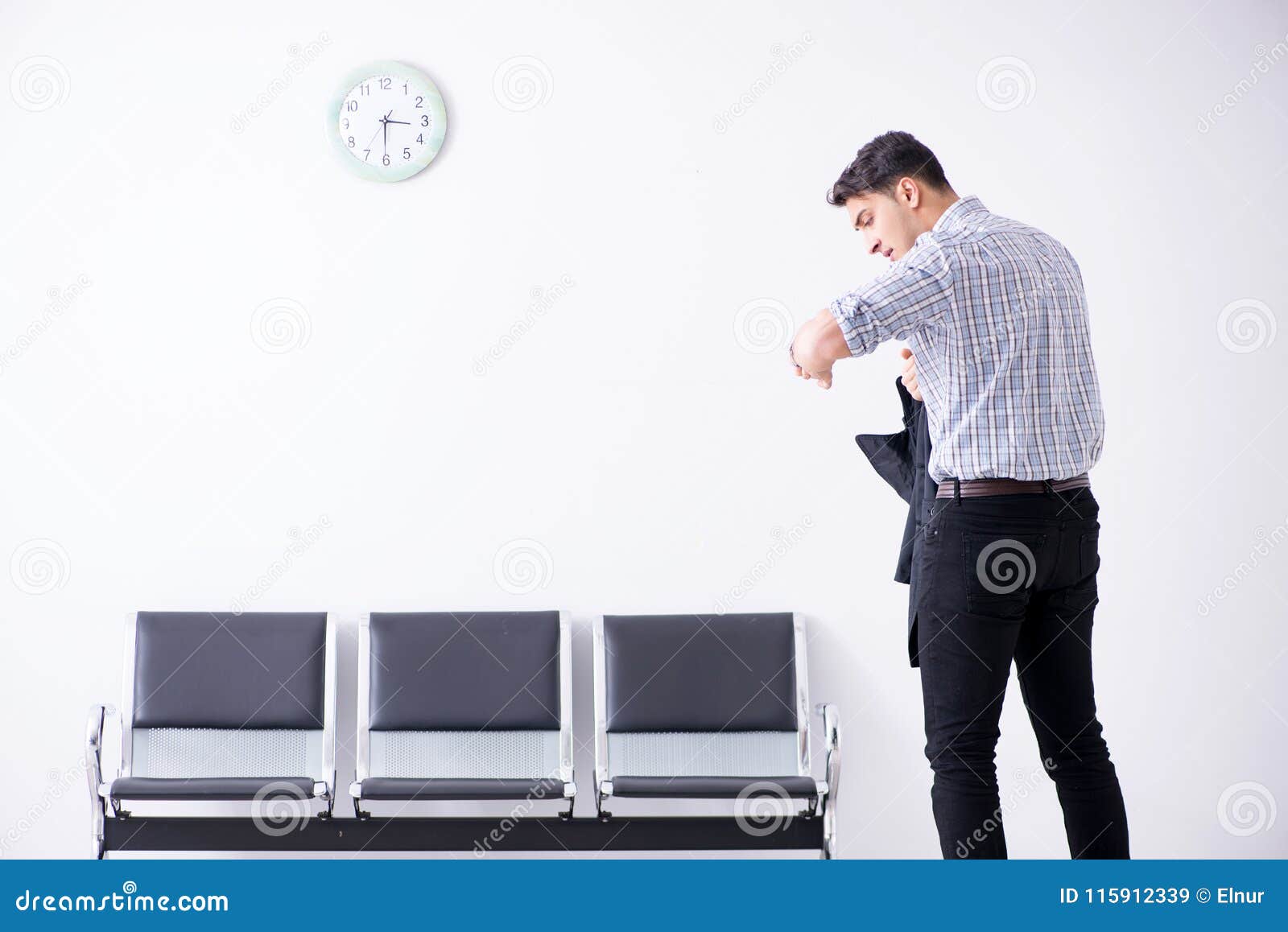 The Man Nervously Impatiently Waiting in the Lobby Stock Image - Image ...