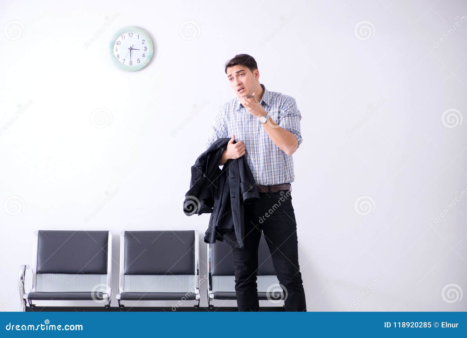 The Man Nervously Impatiently Waiting in the Lobby Stock Image - Image ...