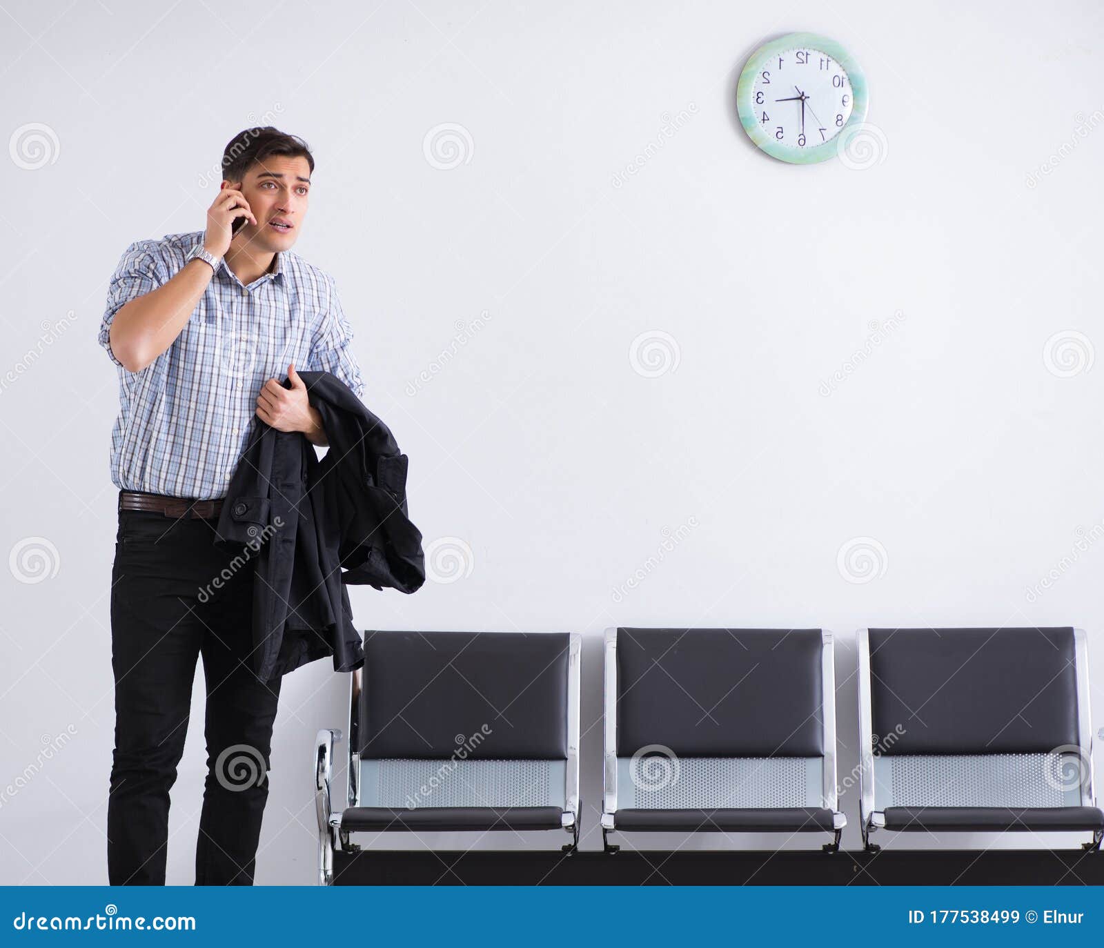 Man Nervously Impatiently Waiting in the Lobby Stock Image - Image of ...