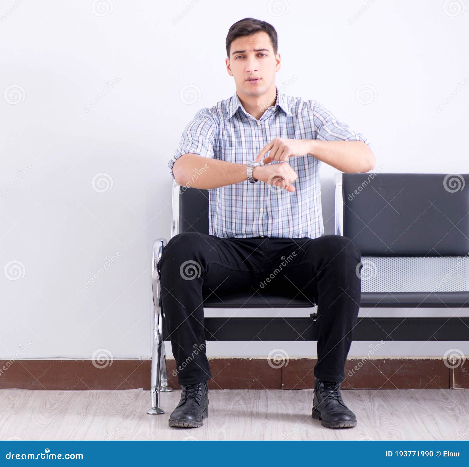 Man Nervously Impatiently Waiting in the Lobby Stock Photo - Image of ...