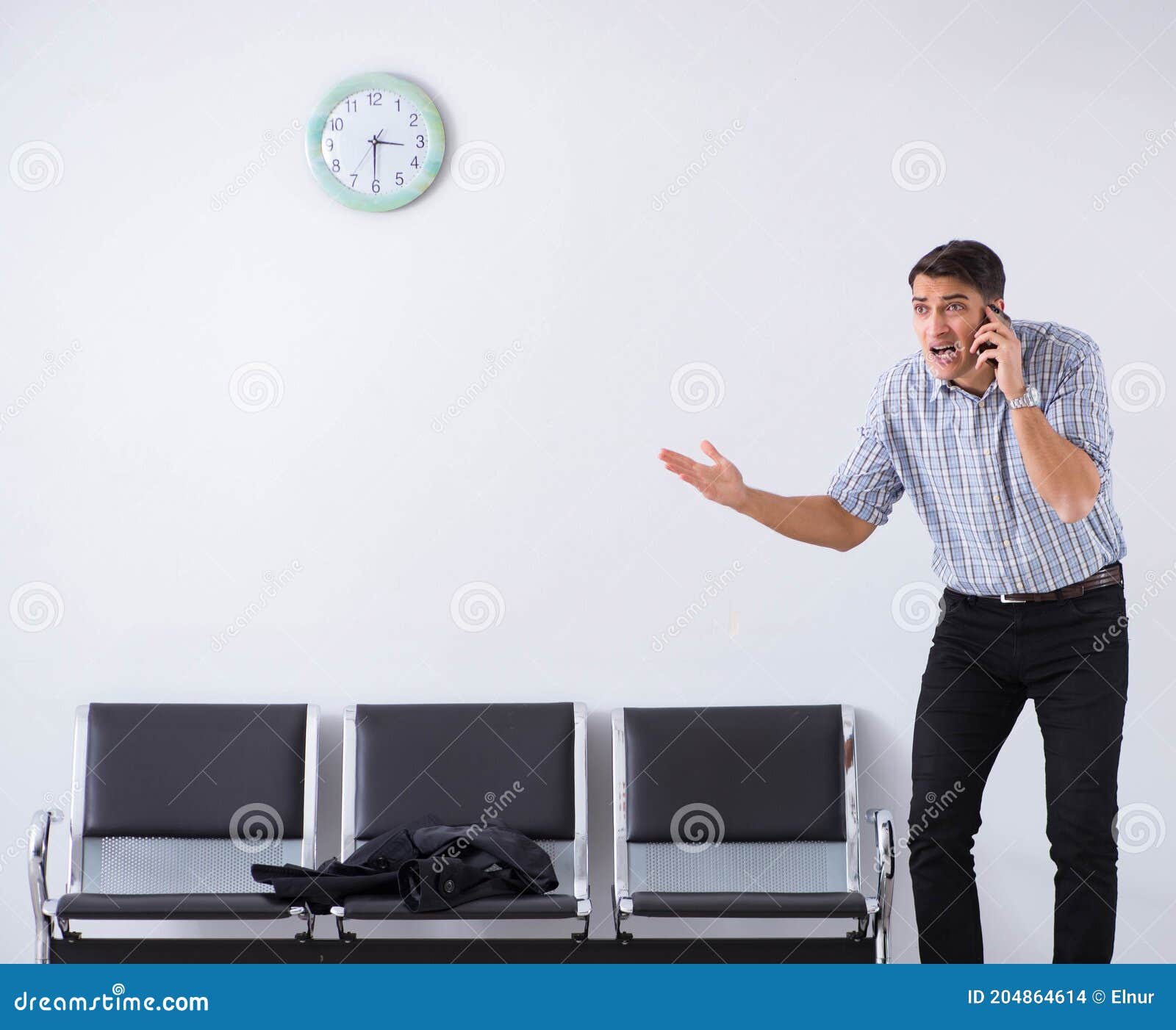 Man Nervously Impatiently Waiting in the Lobby Stock Photo - Image of ...