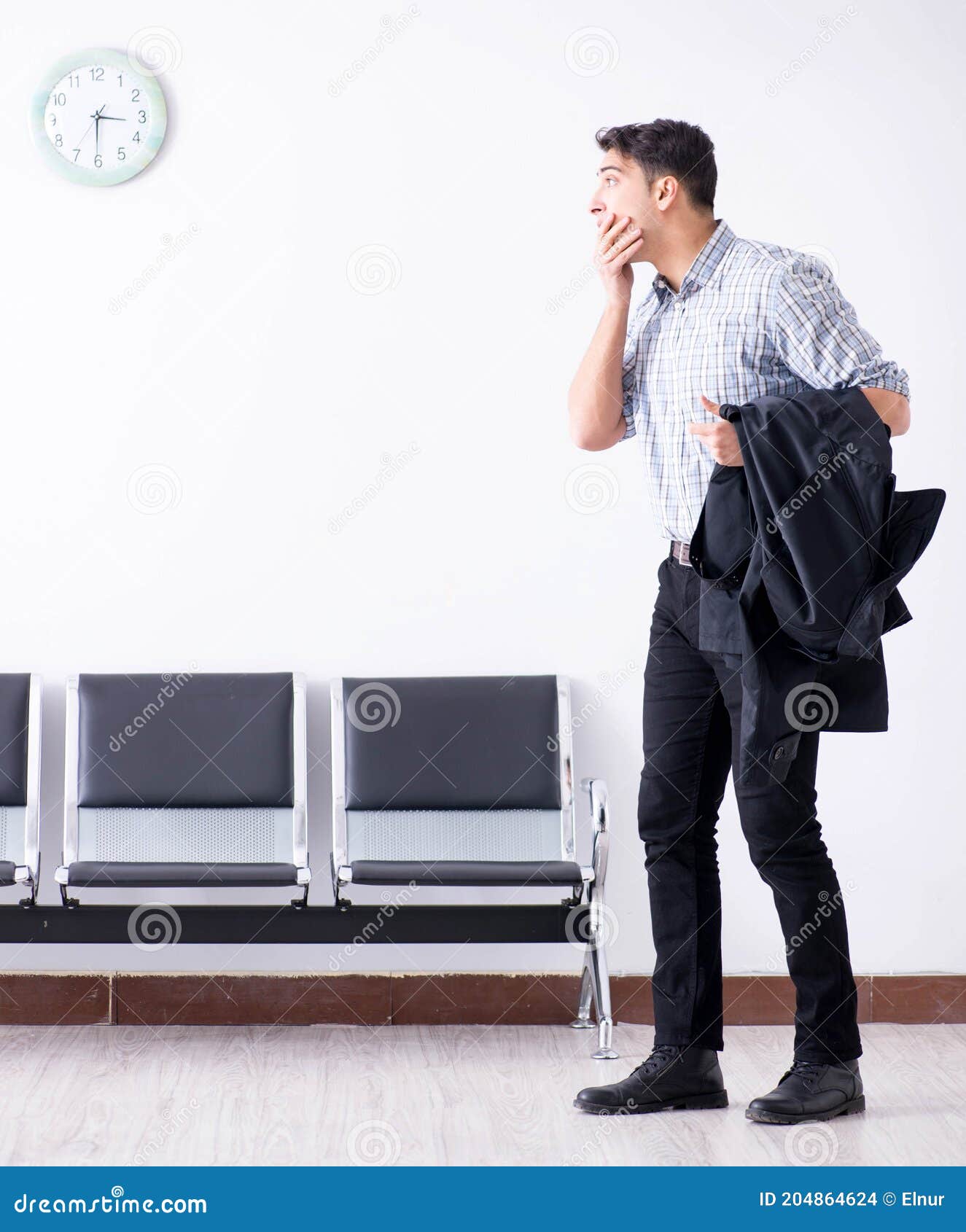 Man Nervously Impatiently Waiting In The Lobby Stock Photo ...