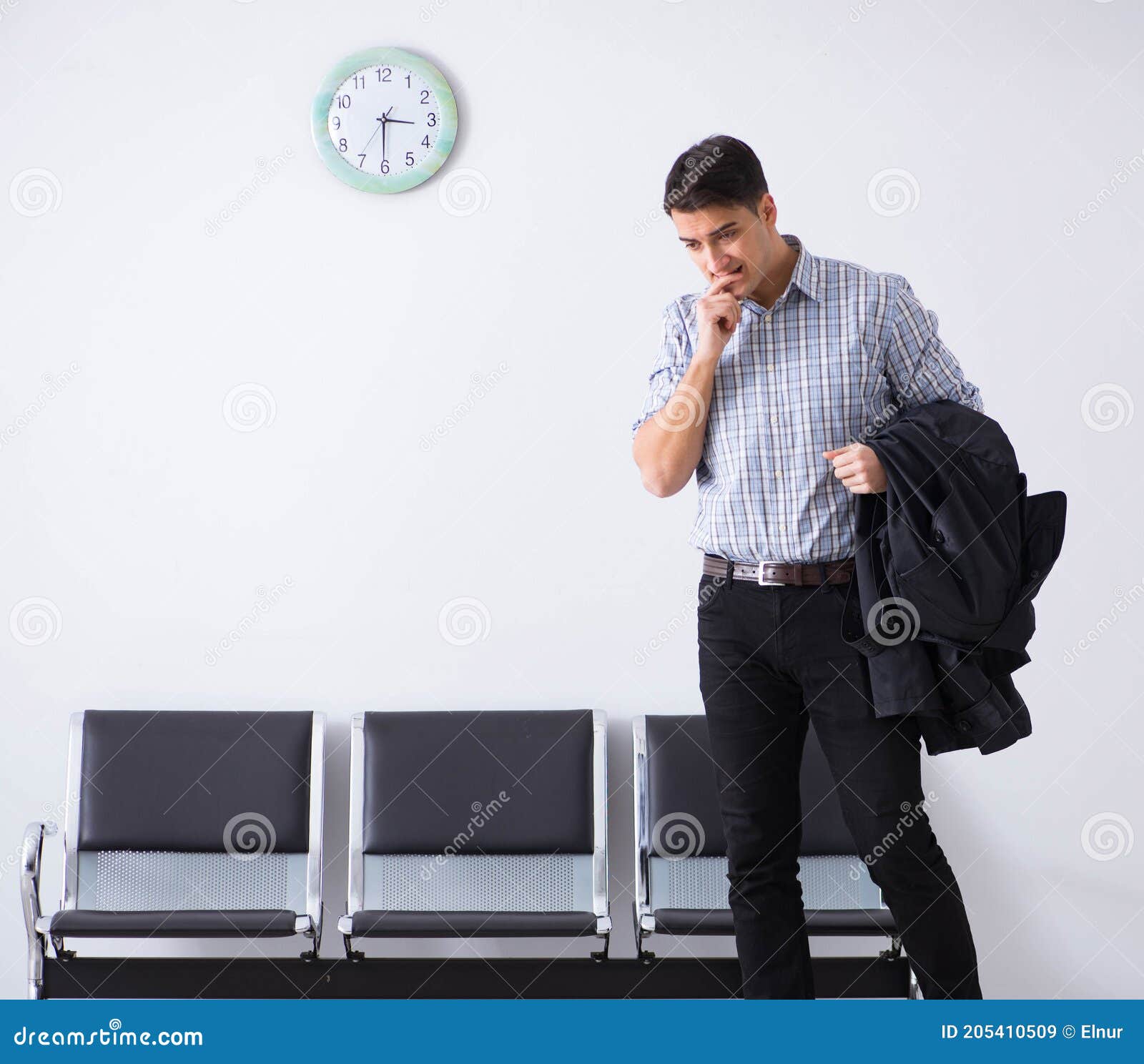 Man Nervously Impatiently Waiting in the Lobby Stock Image - Image of ...