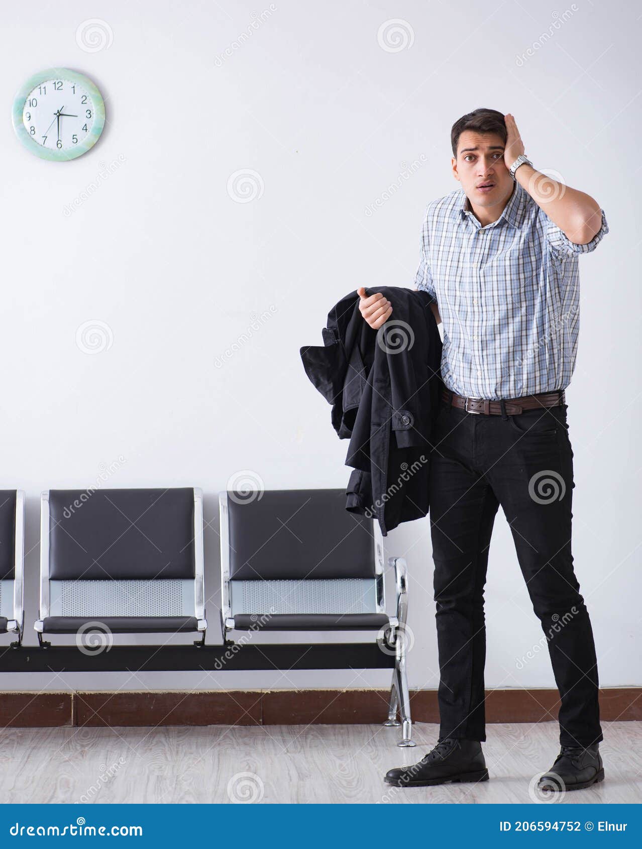 Man Nervously Impatiently Waiting in the Lobby Stock Photo - Image of ...