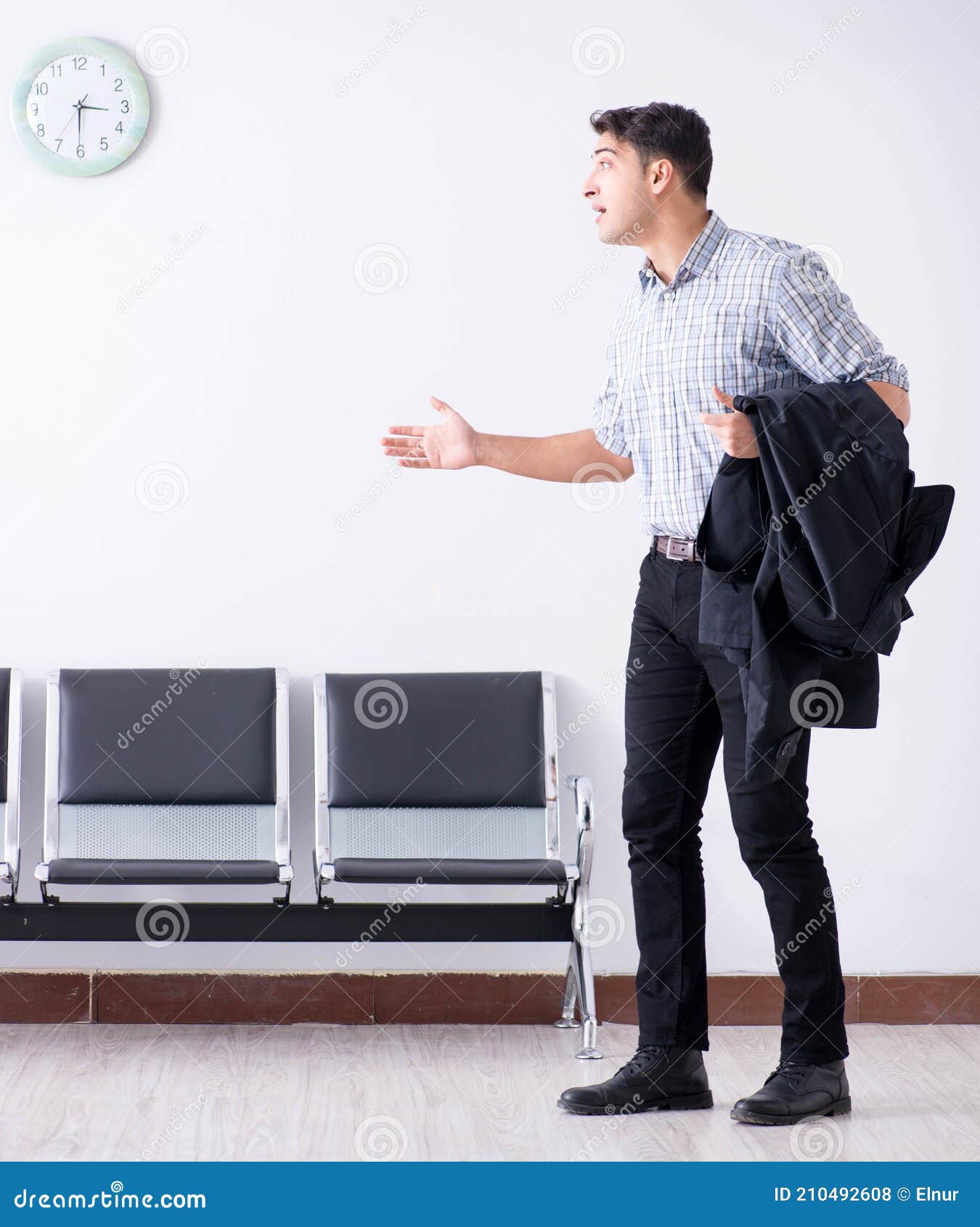 Man Nervously Impatiently Waiting in the Lobby Stock Photo - Image of ...