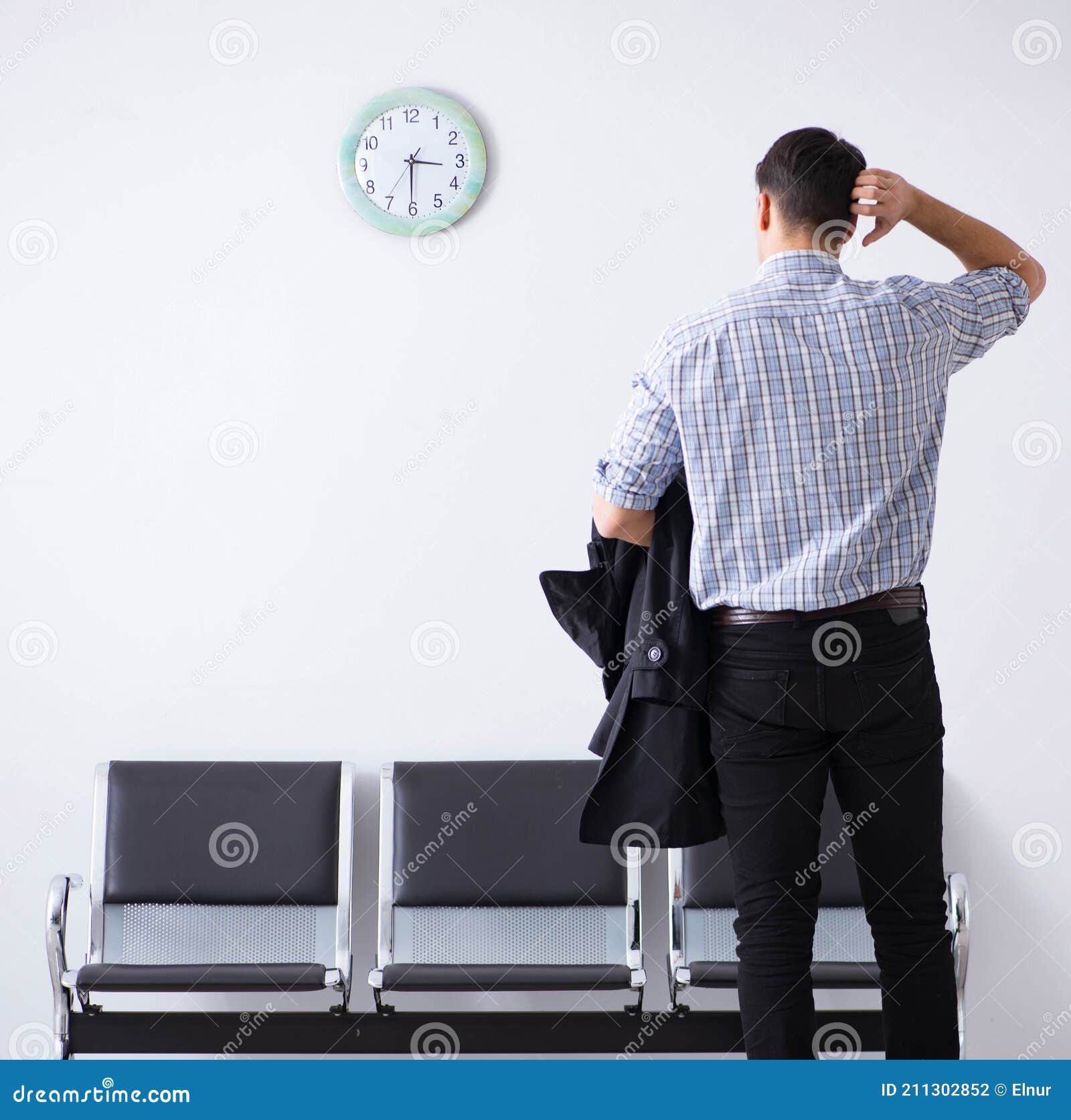 Man Nervously Impatiently Waiting in the Lobby Stock Photo - Image of ...