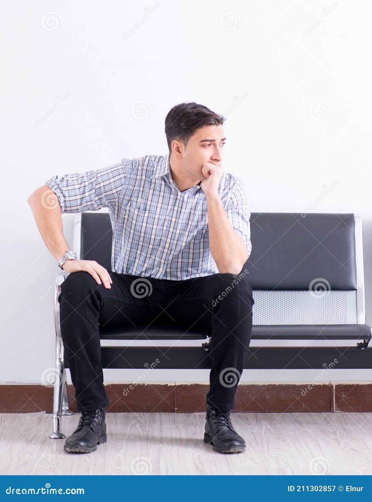 Man Nervously Impatiently Waiting in the Lobby Stock Image - Image of ...