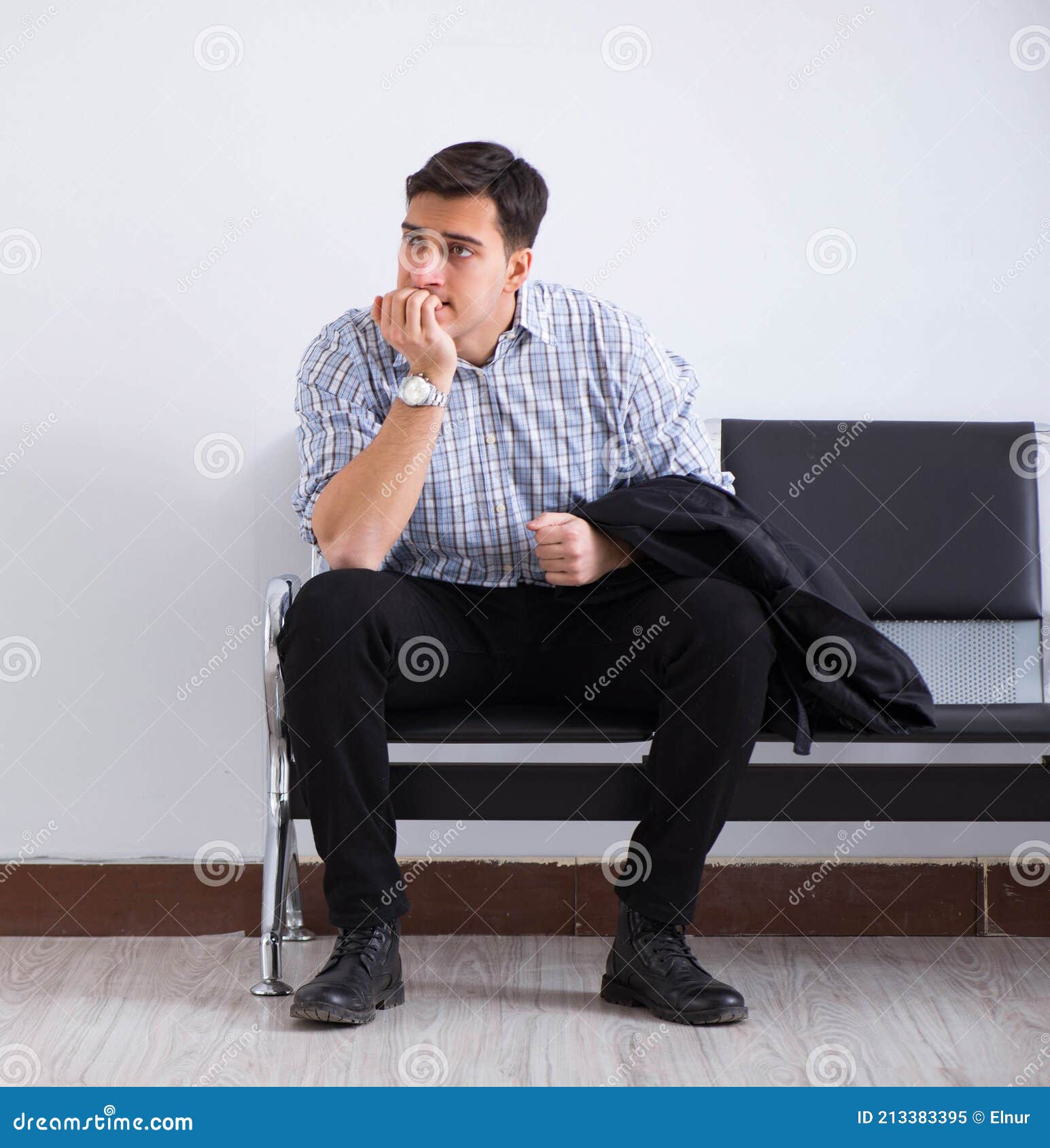 Man Nervously Impatiently Waiting In The Lobby Stock Image ...