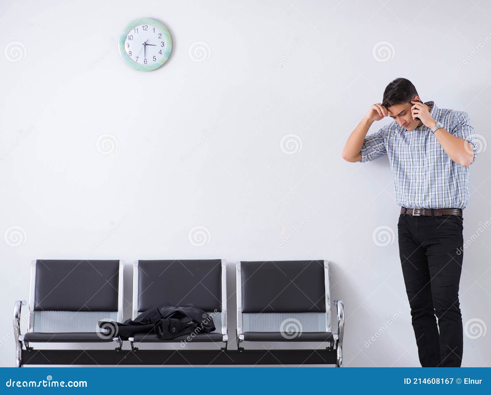 Man Nervously Impatiently Waiting In The Lobby Stock Photo ...