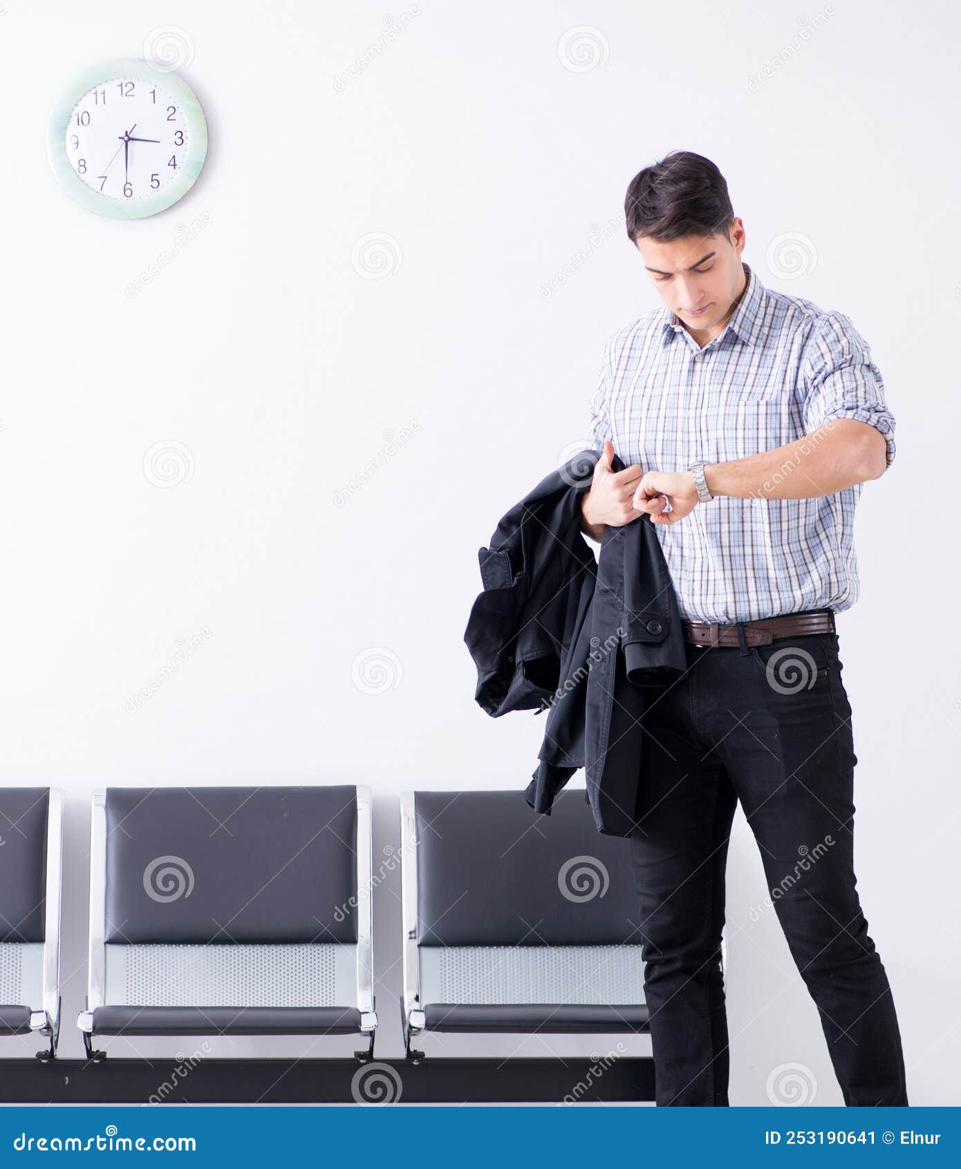 Man Nervously Impatiently Waiting in the Lobby Stock Image - Image of ...