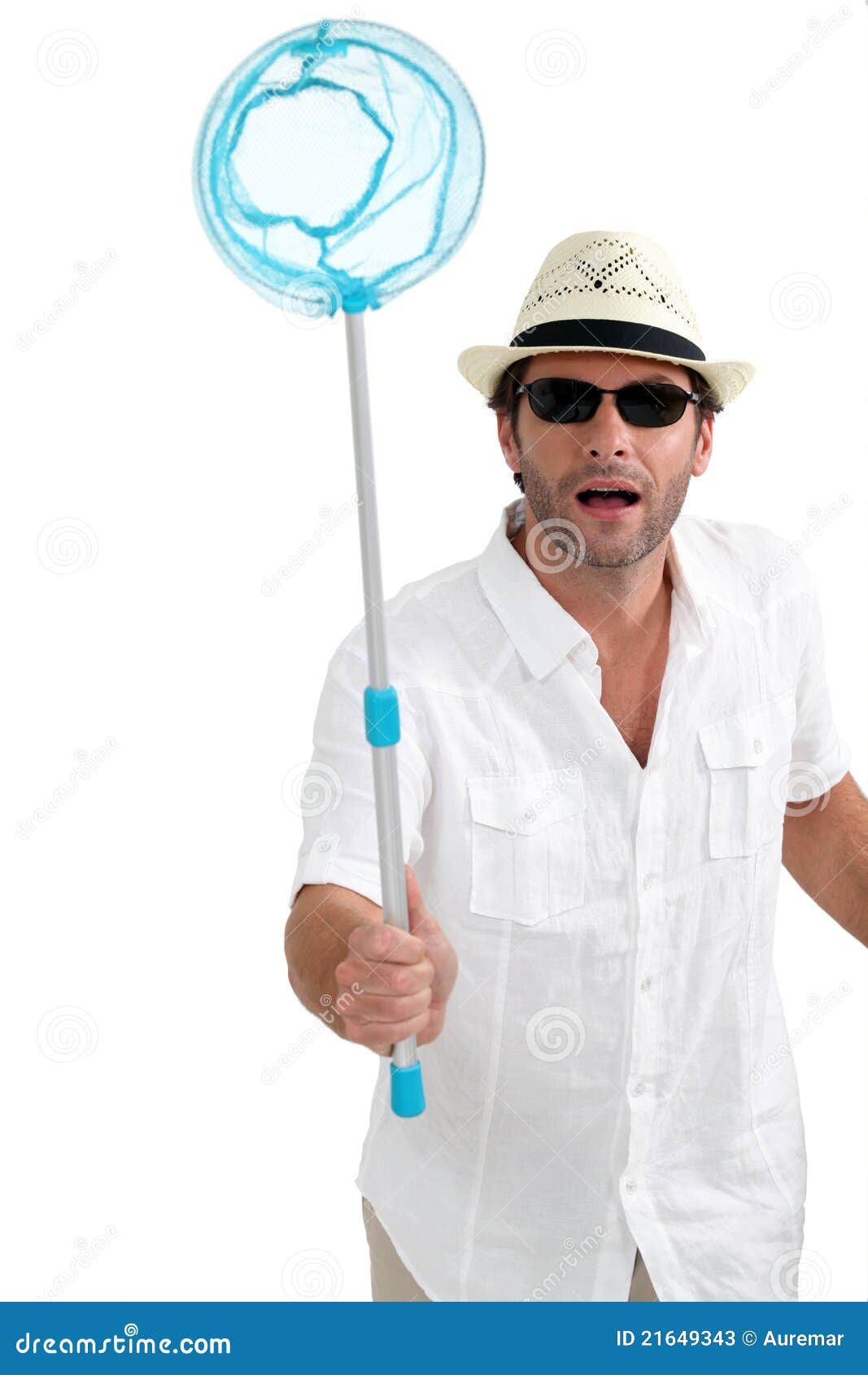 Man with net stock image. Image of leisure, sunglasses - 21649343