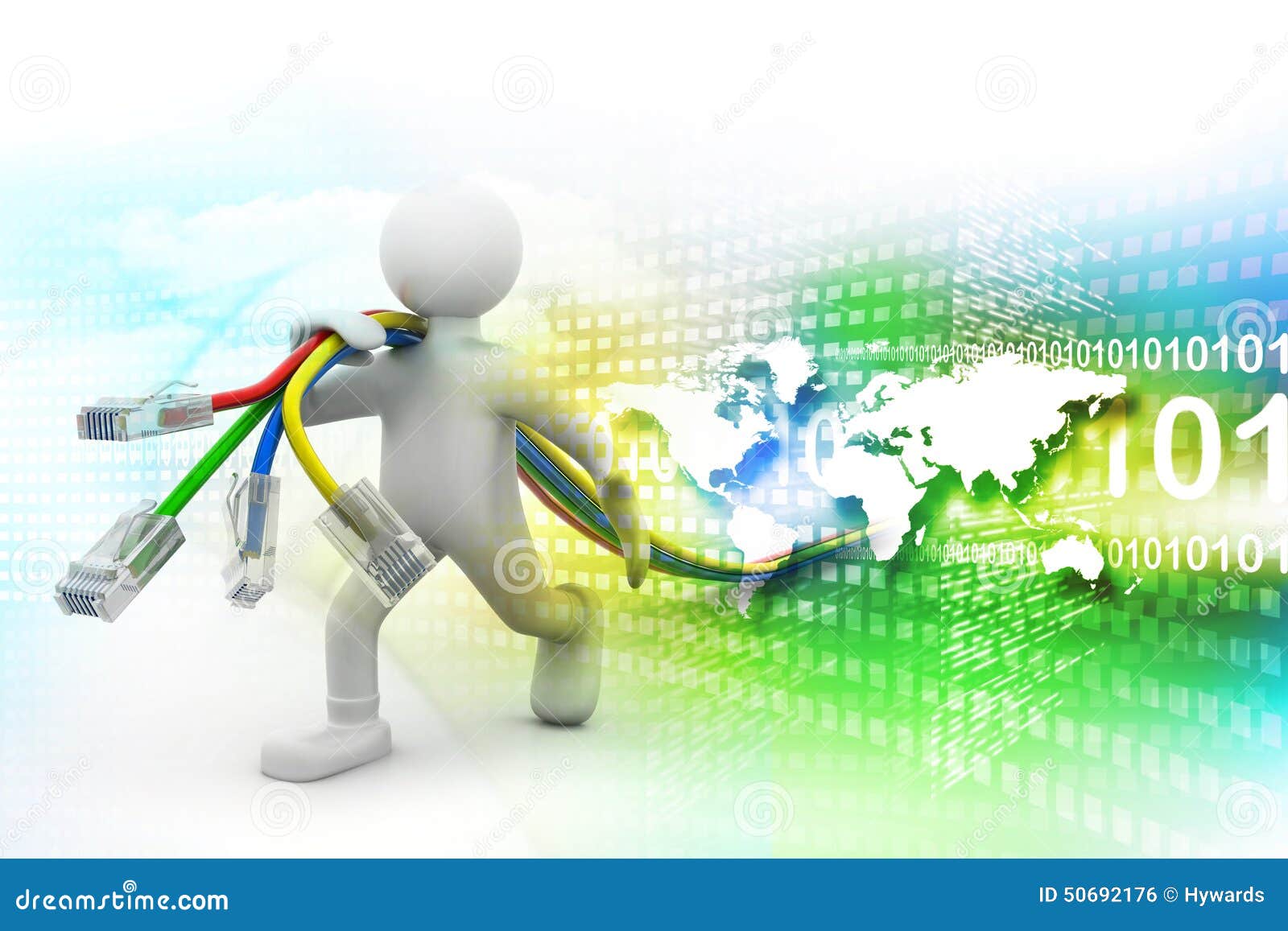Man with network cables stock illustration. Illustration of isolated ...