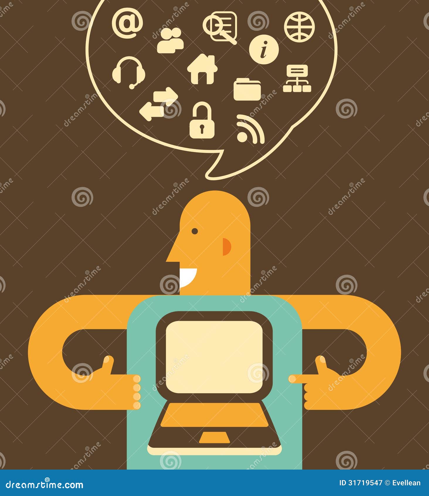 Man and Network stock vector. Illustration of arrows - 31719547