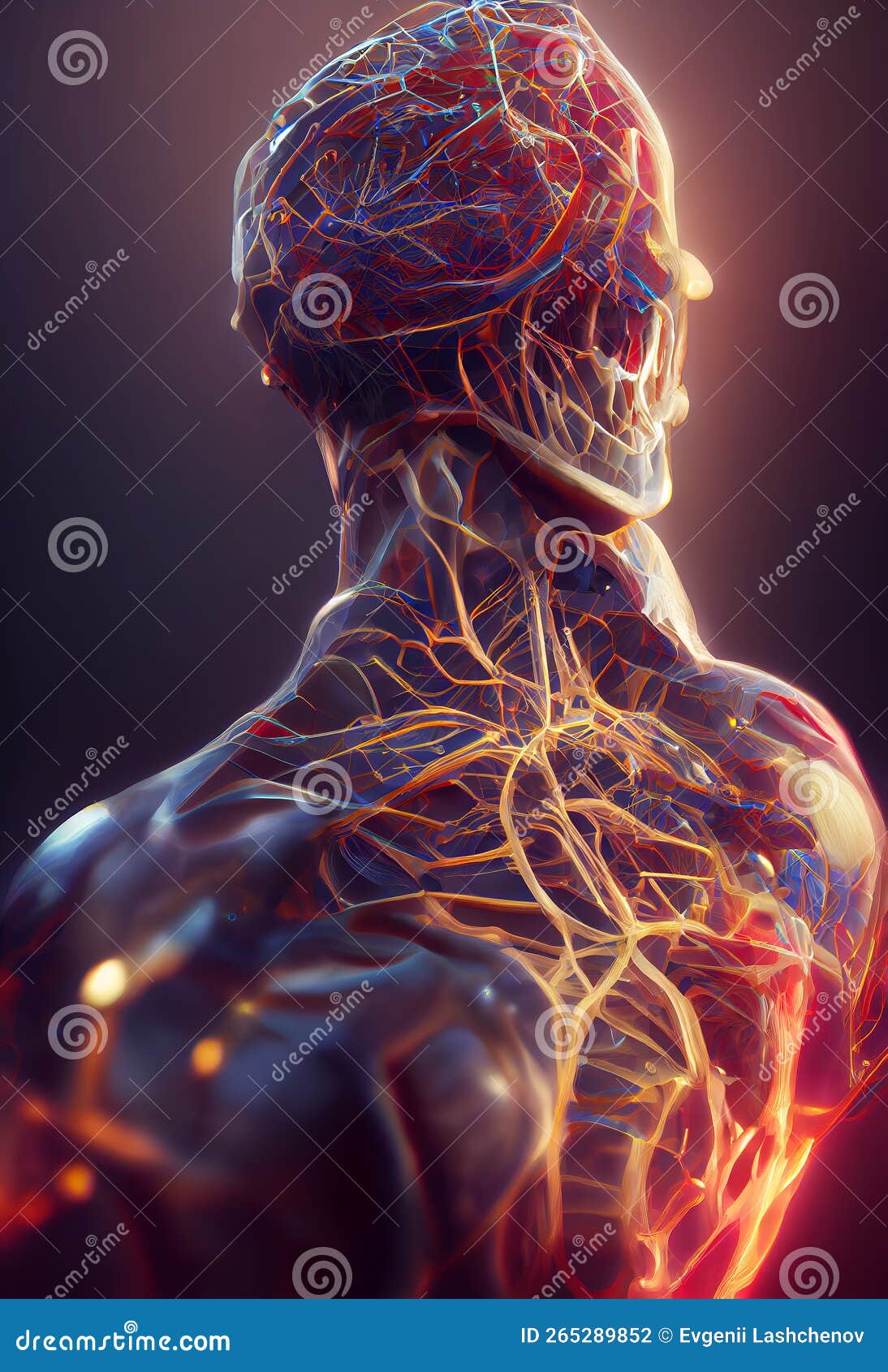 Man is Neurons 3d Illustration. Neural Man from the Future. 3D Digital ...