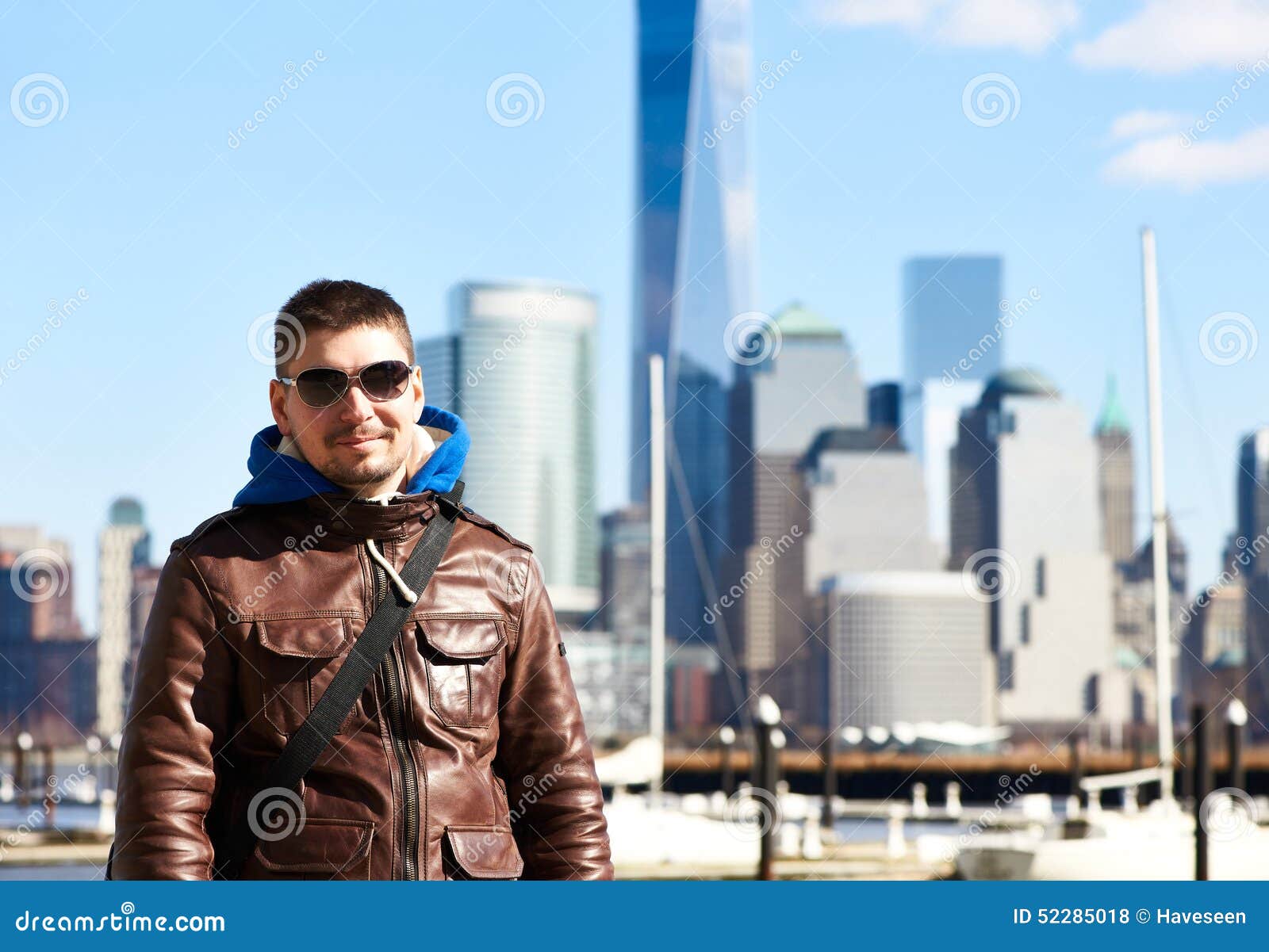 Man in New York City stock photo. Image of sunny, view - 52285018