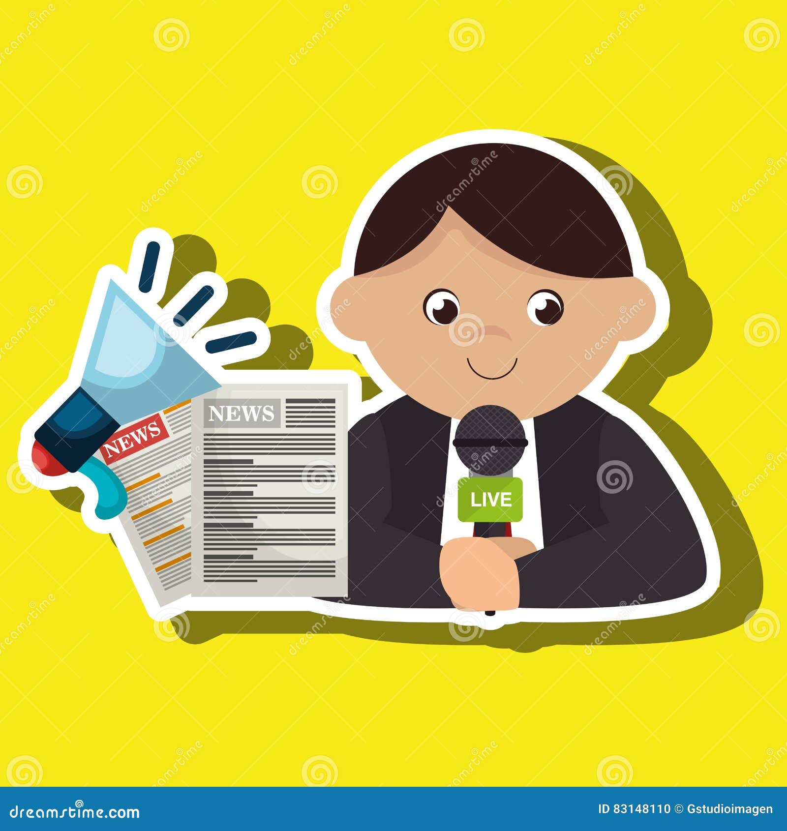 Man news megaphone speak stock illustration. Illustration of cartoon ...