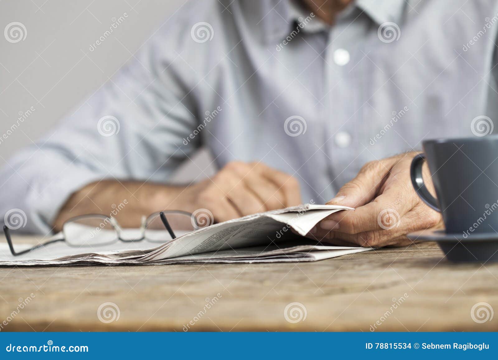 Man Newspaper Reading on Table Stock Photo - Image of finance ...