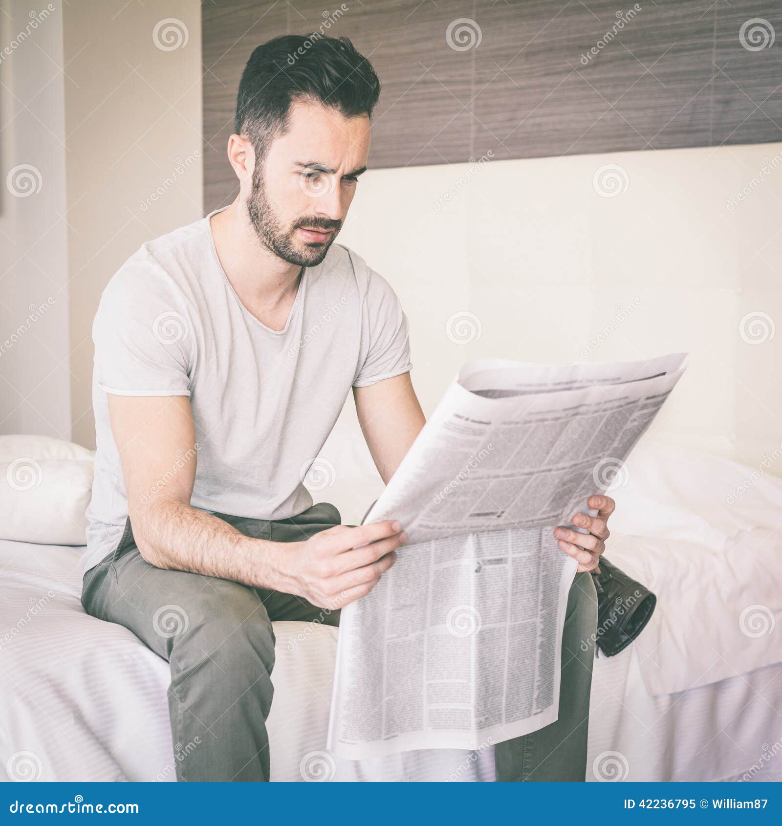 Man with Newspaper stock image. Image of relaxation, smile - 42236795