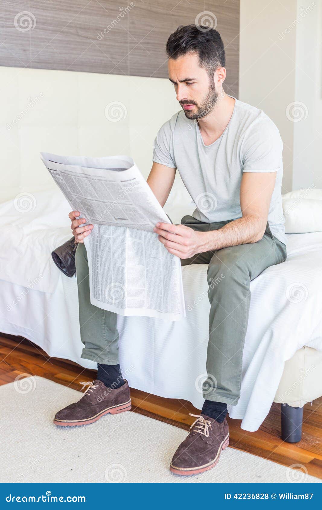 Man with Newspaper stock photo. Image of together, male - 42236828