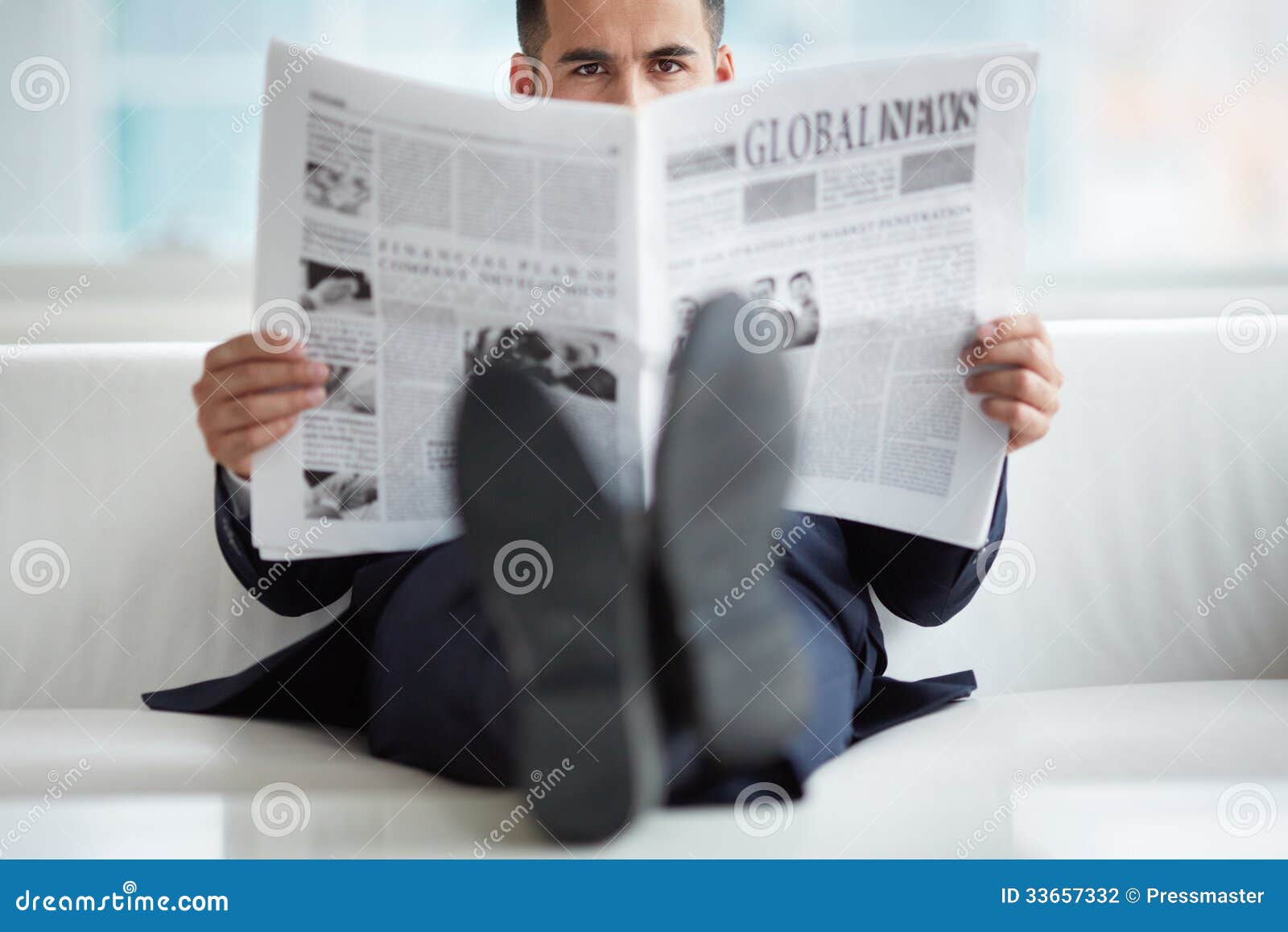 Man with newspaper stock photo. Image of adult, businessman - 33657332
