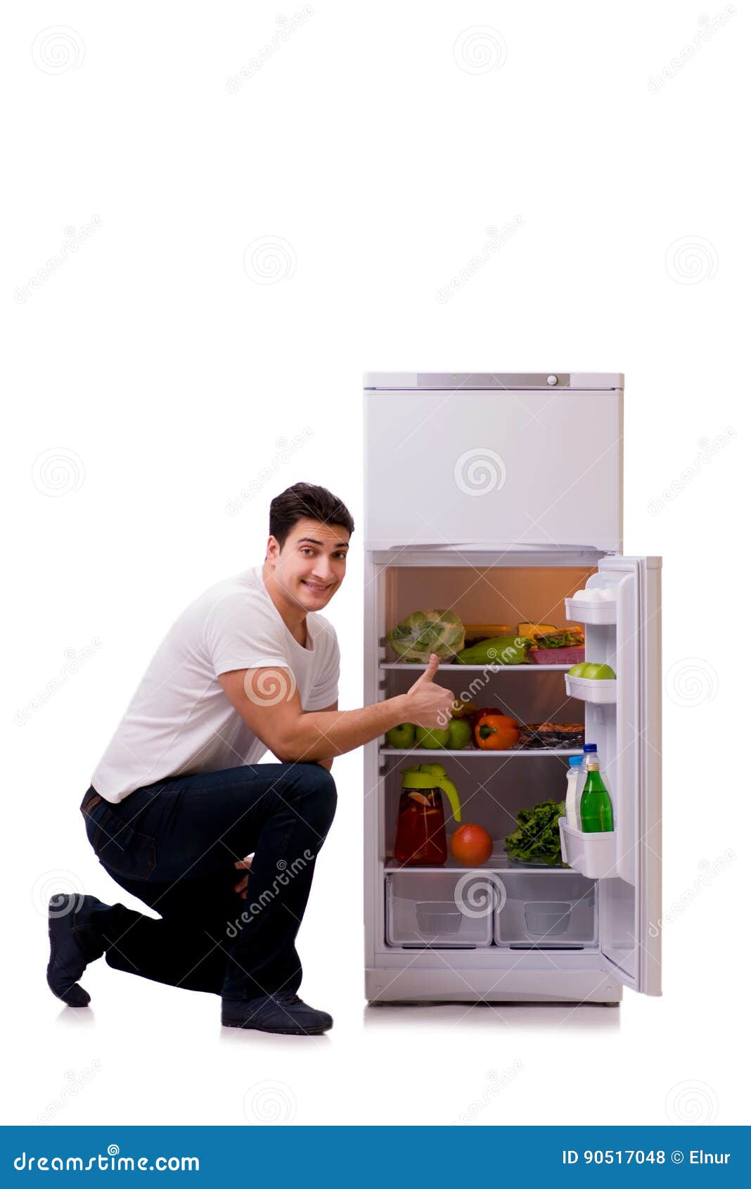 The Man Next To Fridge Full of Food Stock Photo - Image of house ...