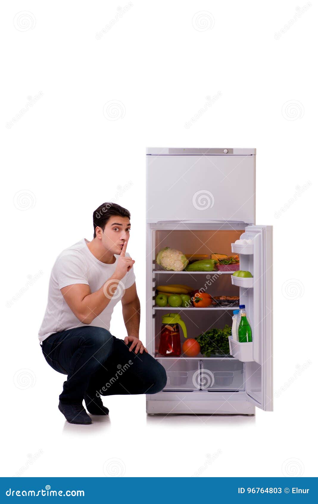 The Man Next To Fridge Full of Food Stock Image - Image of happy ...