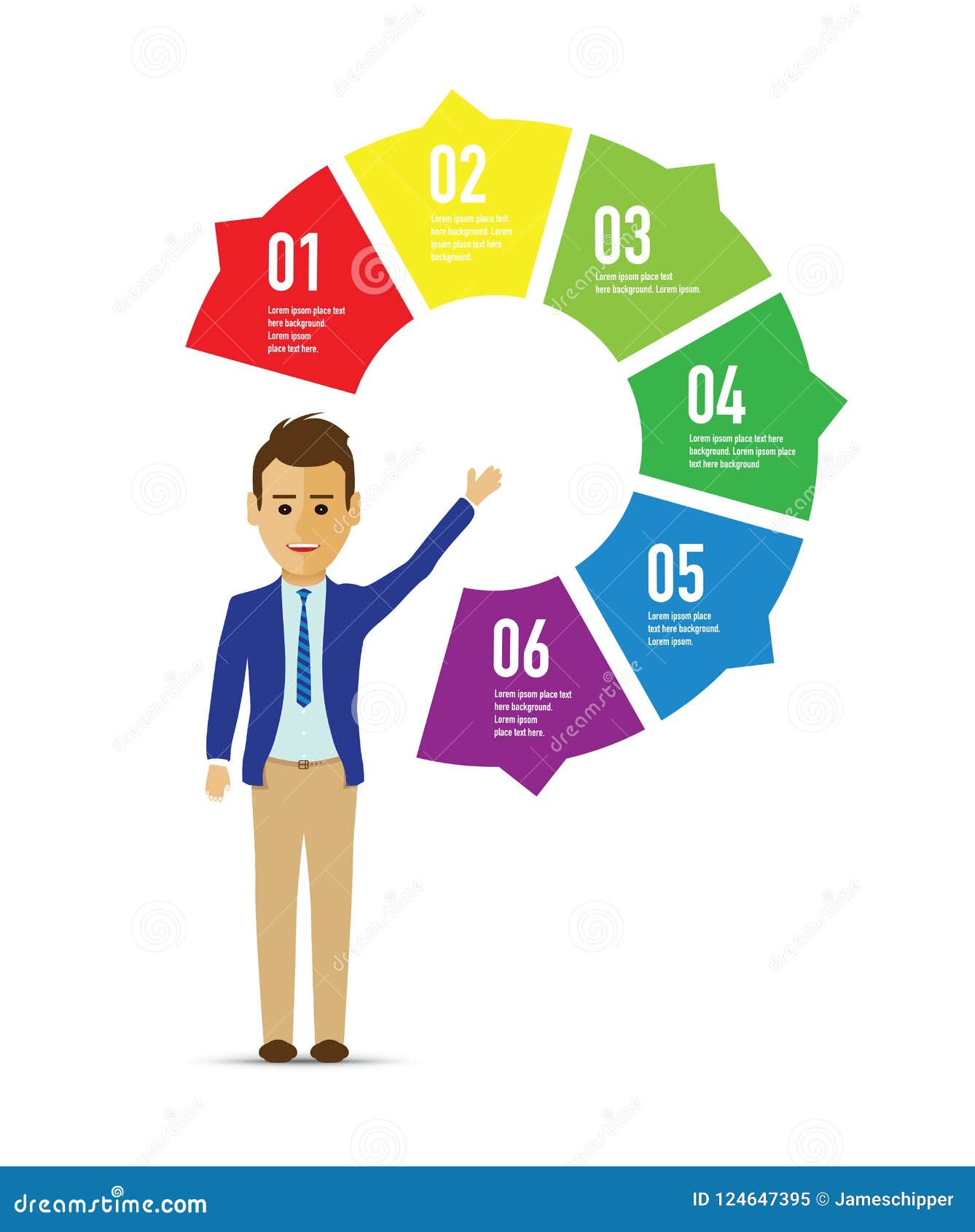 Man next to an infographic stock vector. Illustration of light - 124647395