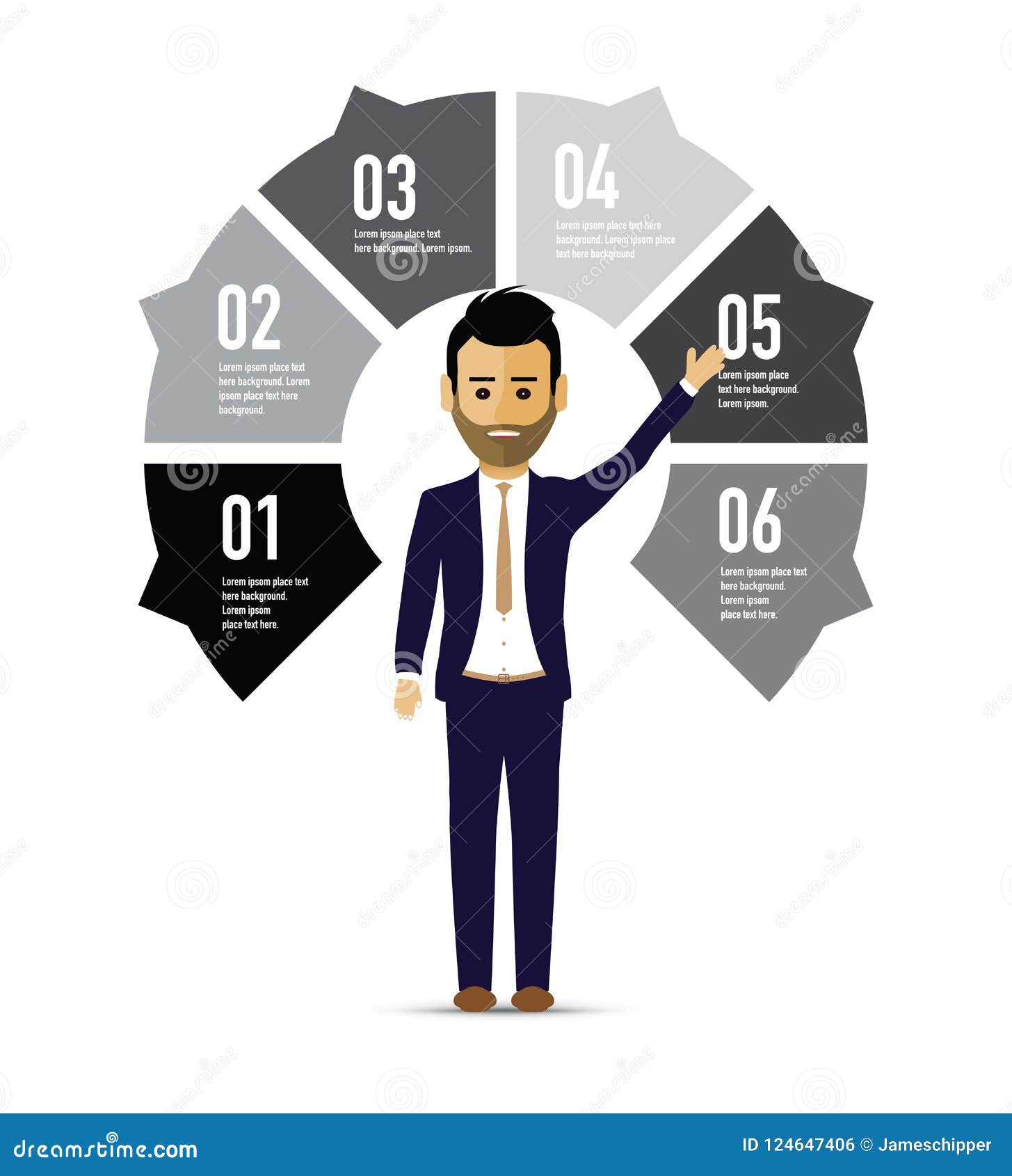 Man next to an infographic stock vector. Illustration of lines - 124647406