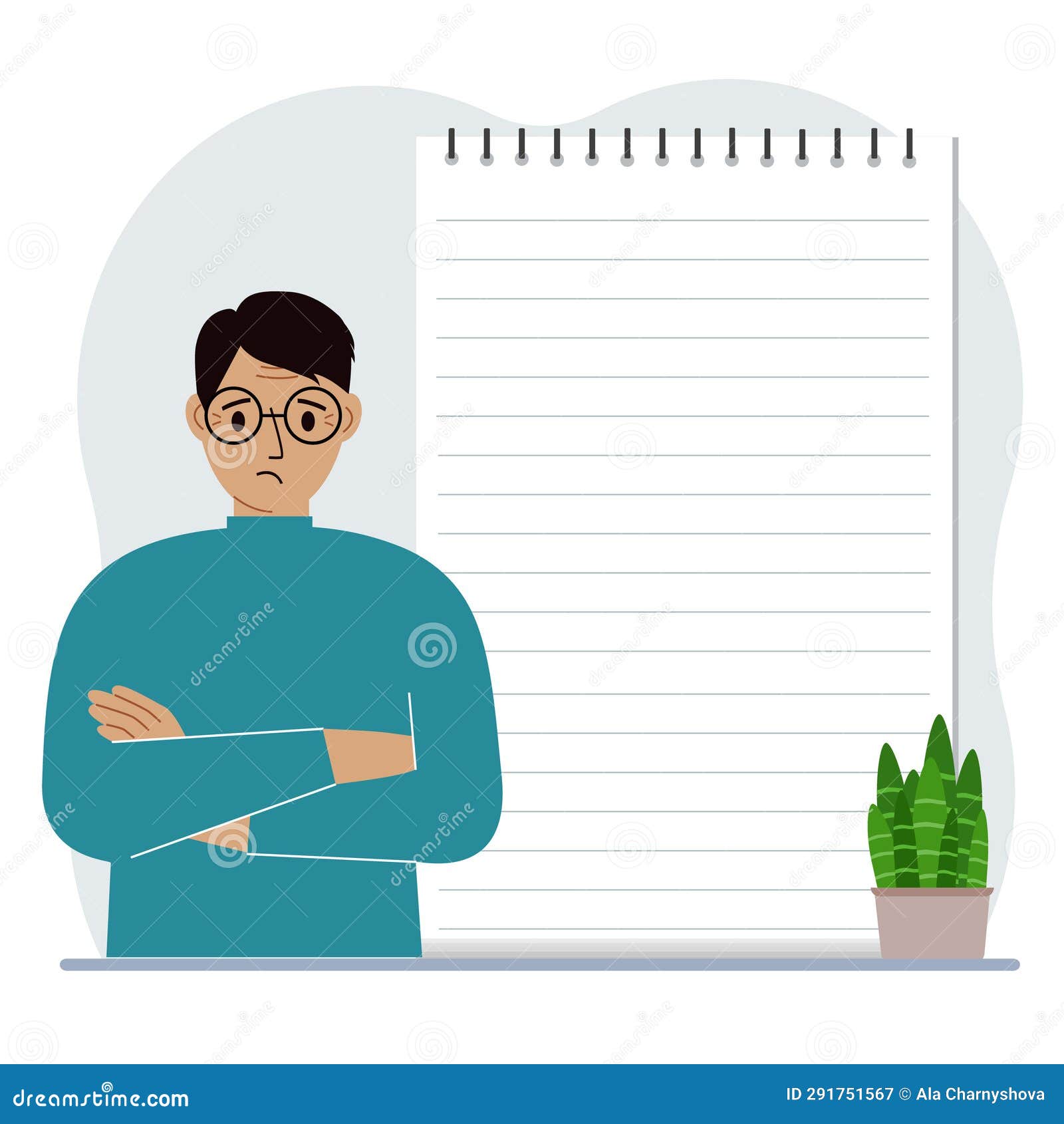 A Man Next To a Large Notepad or Large Notebook. the Concept of Filling ...