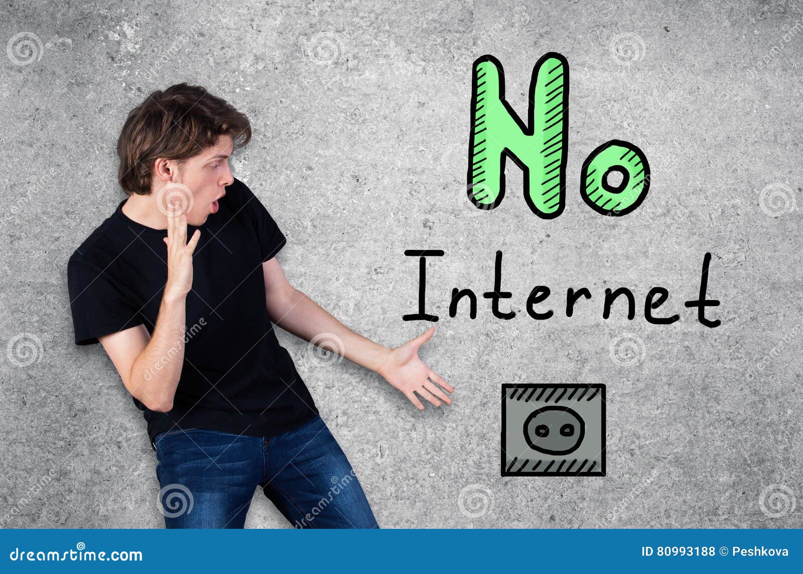 Man with no internet stock photo. Image of doodle, offline - 80993188