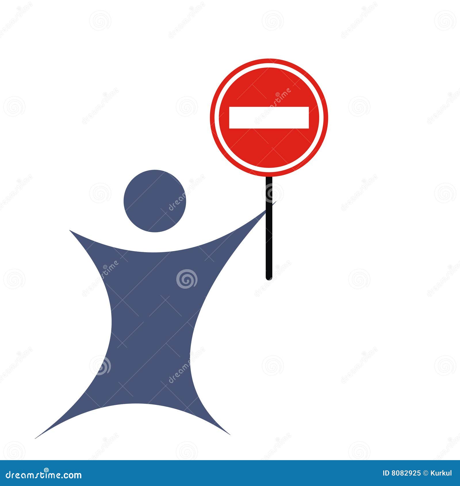 Man with the no way sign stock illustration. Illustration of graphic ...