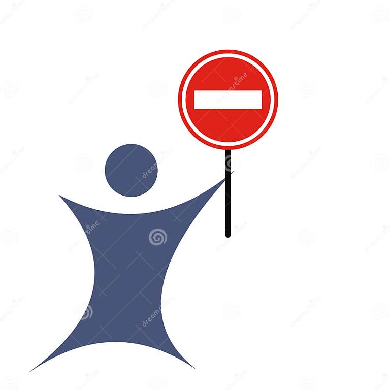 Man with the no way sign stock illustration. Illustration of graphic ...