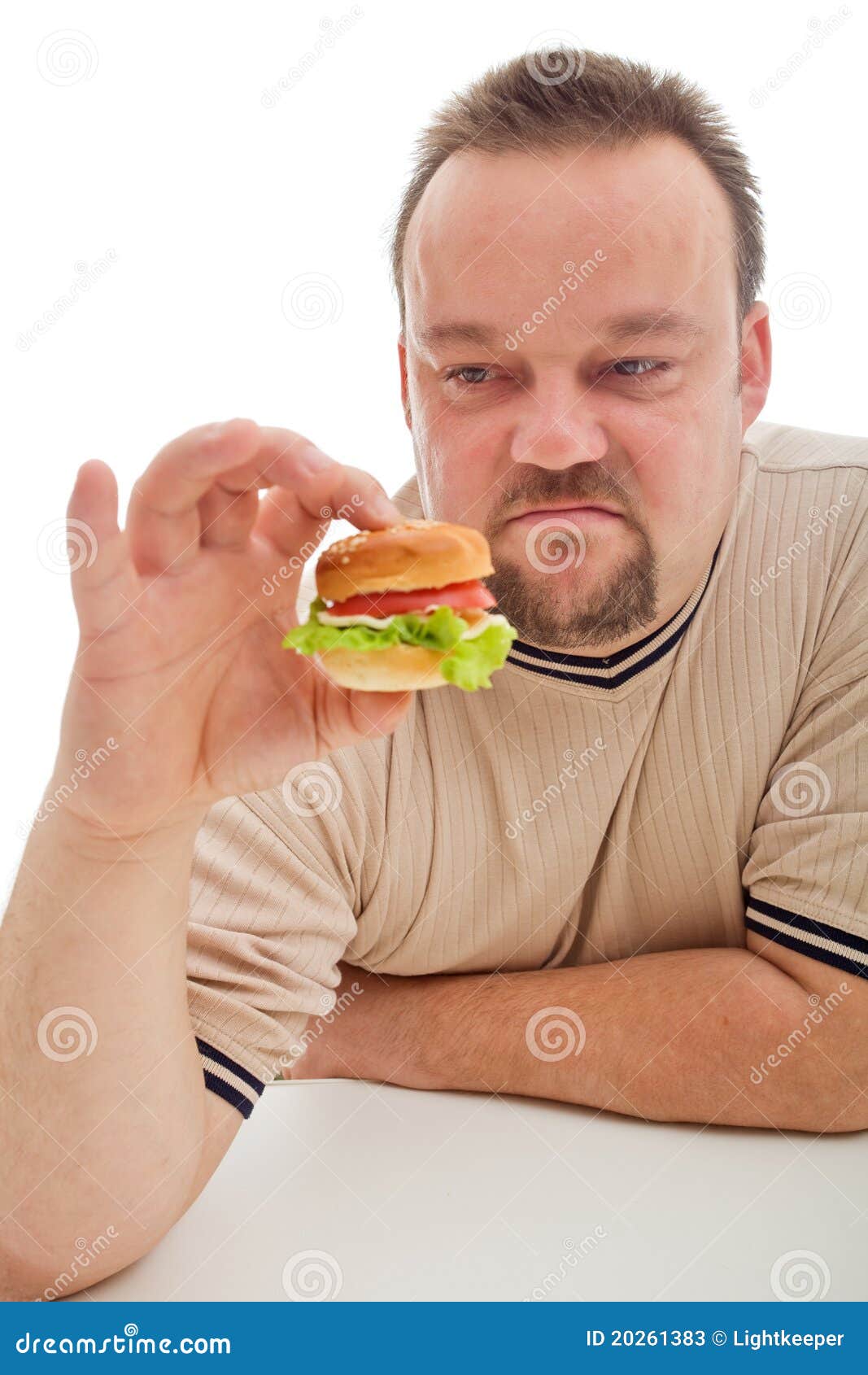 Man Not Happy about His Hamburger Stock Image - Image of isolated ...