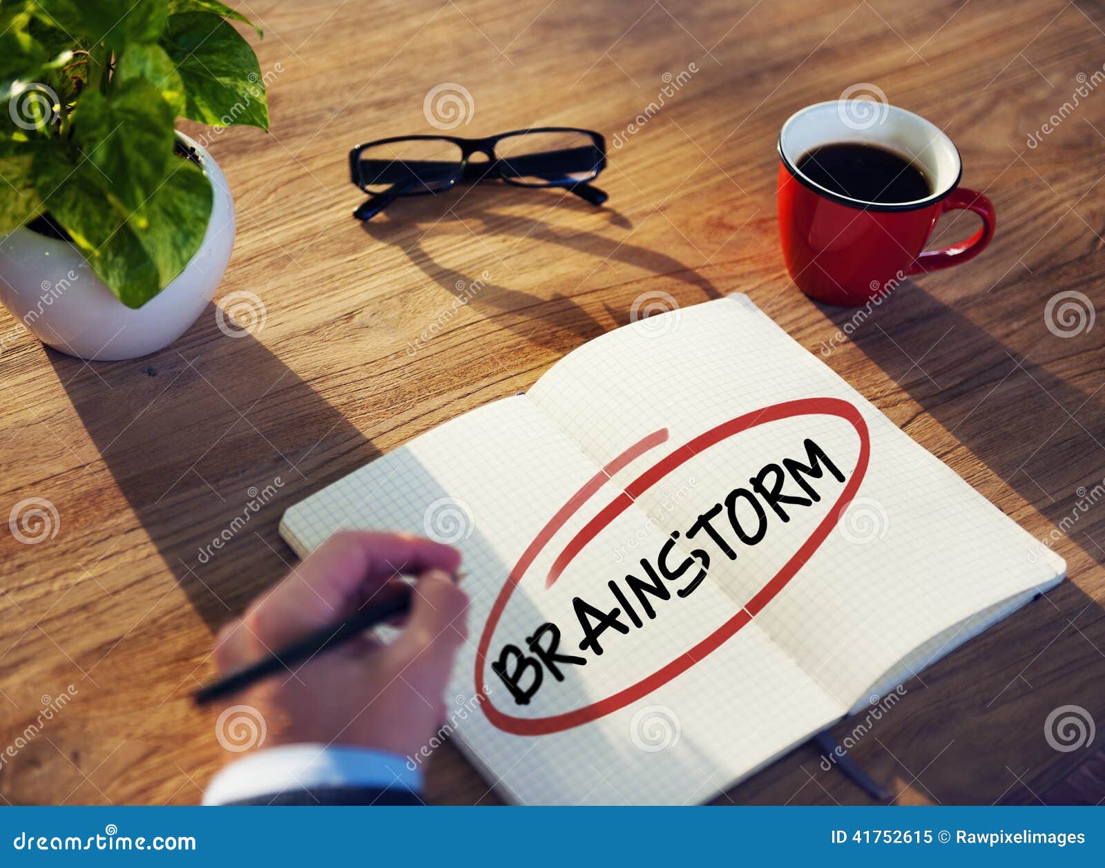 Man with Note Pad and Brainstorming Concepts Stock Image - Image of ...