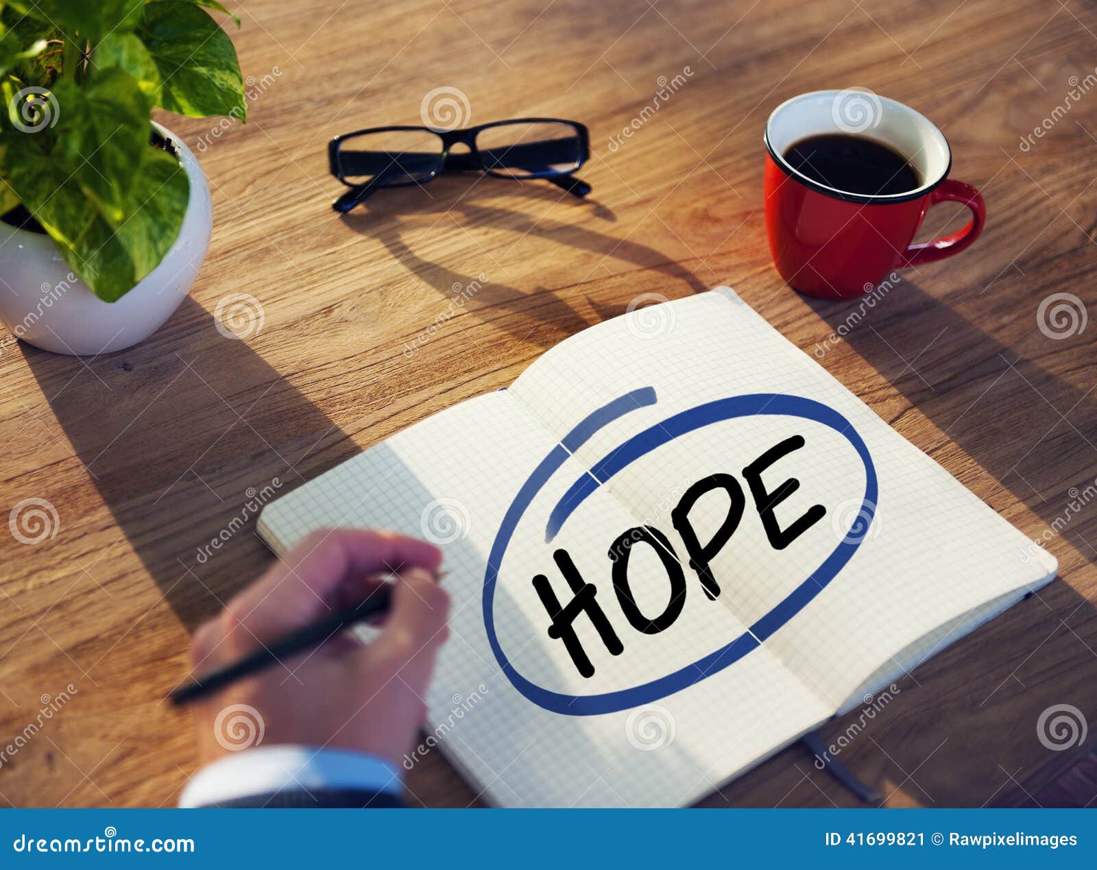 Man with Note Pad and Hope Concept Stock Image - Image of confidence ...